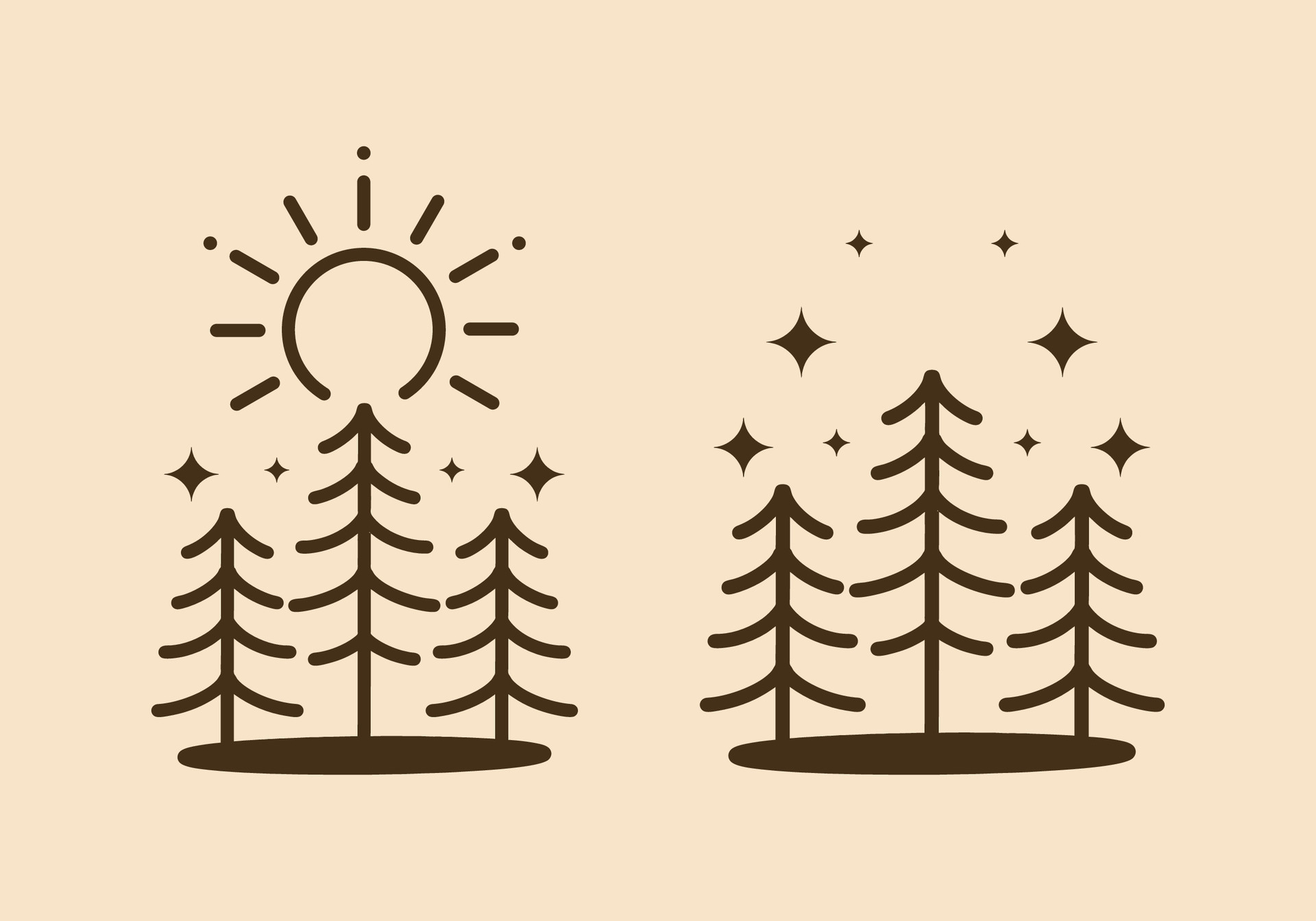 Line art illustration design of pine trees 32487405 Vector Art at Vecteezy