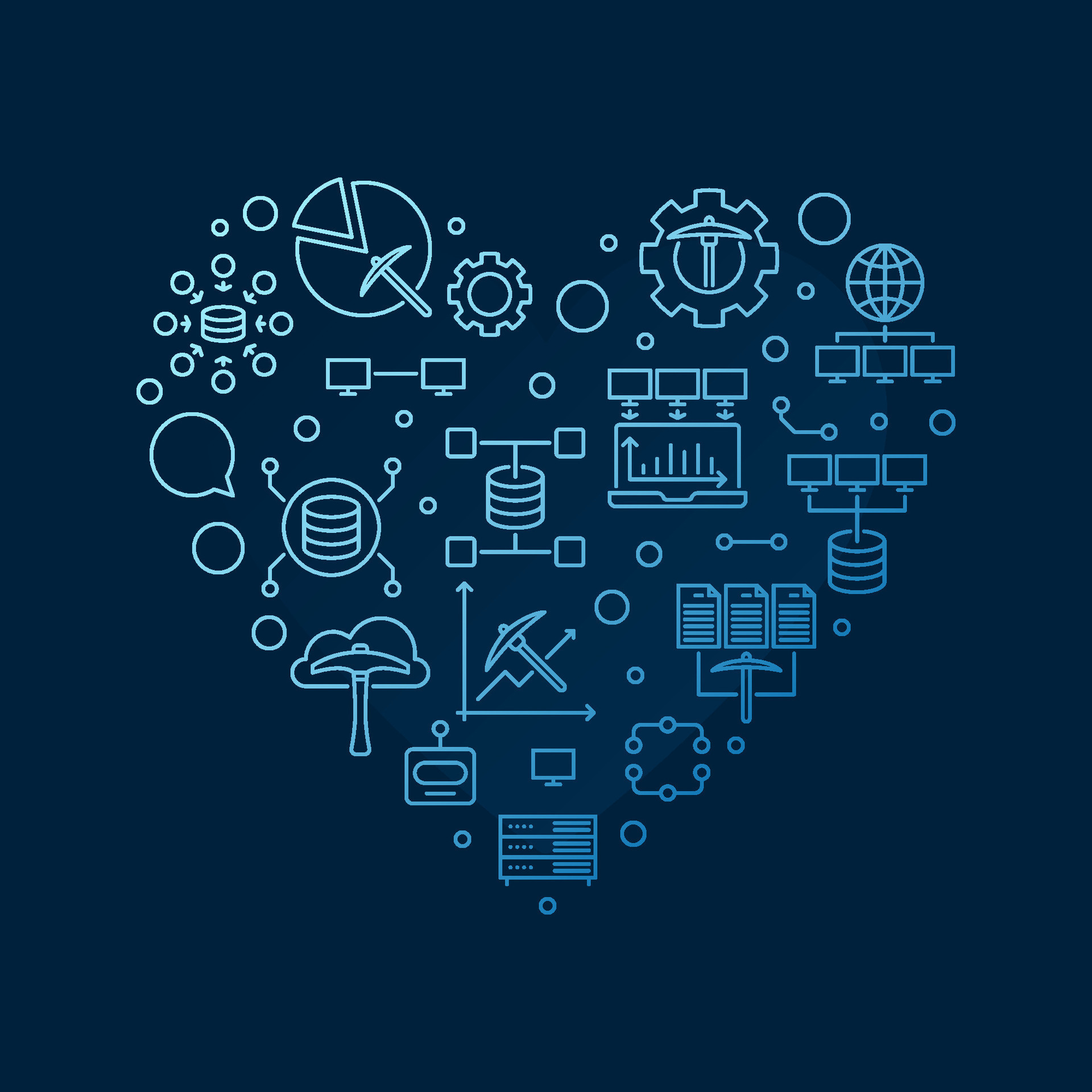 Data Mining Heart Shaped Blue Outline Banner Database Analytics Concept Illustration 32491703