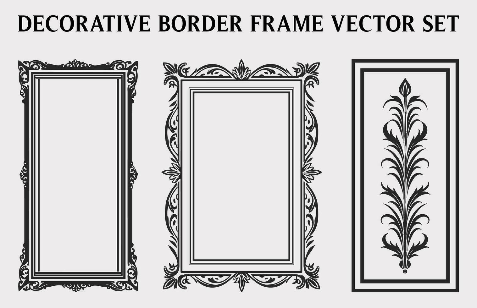 Vintage Decorative Ornamental Rectangle Frame Vector Set Retro Vector Ornamental Borders And