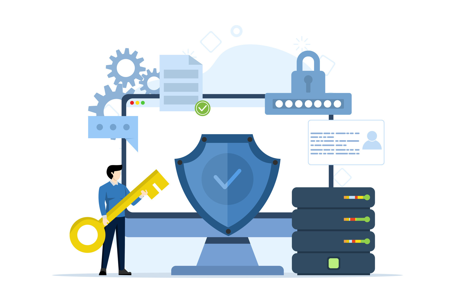 Cyber Security Vector Illustration Concept With Characters Data