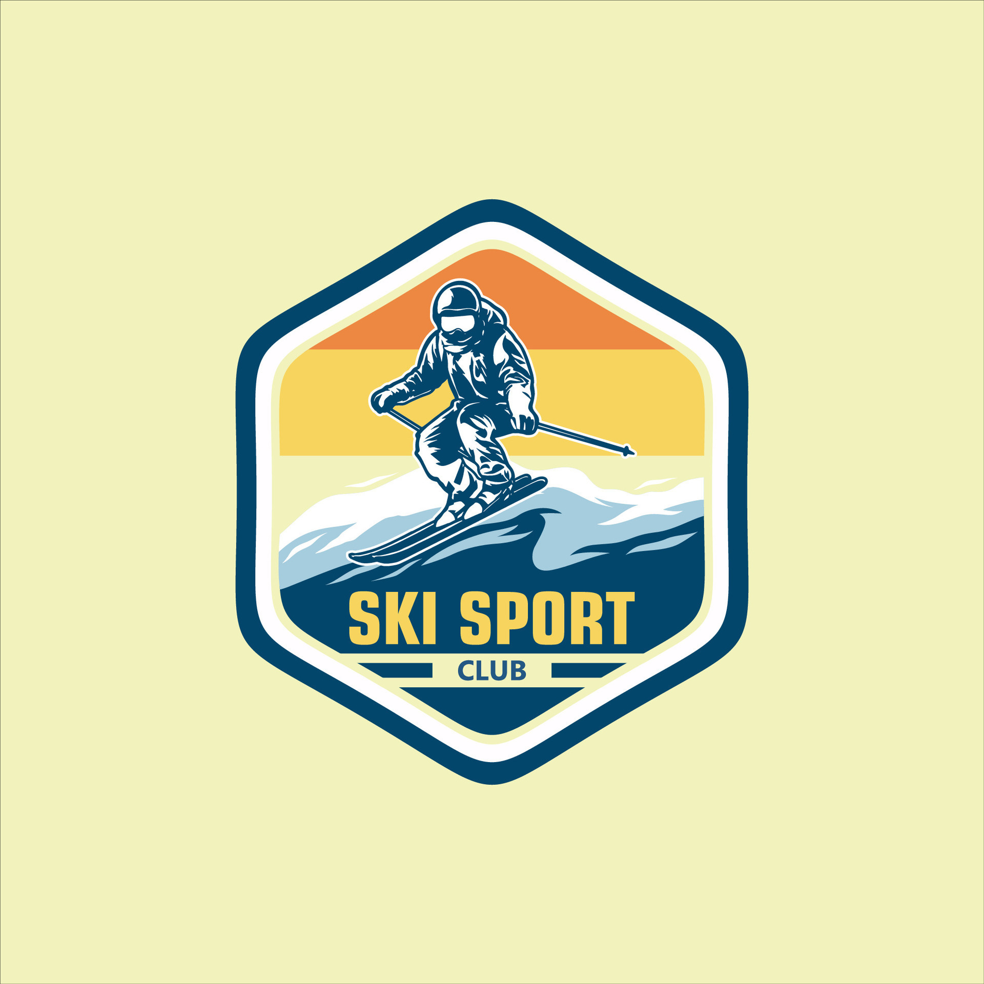 Ski club concept with skiers skiing downhill in high mountains. Ski ...