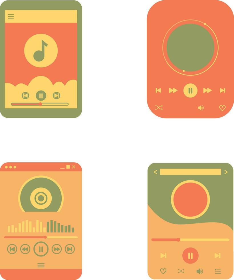 Ui Music Player In Flat Design For Background Music Application Isolated Vector Set 32498384
