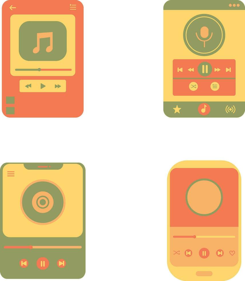 UI Music Player In Flat Design. For Background Music Application ...
