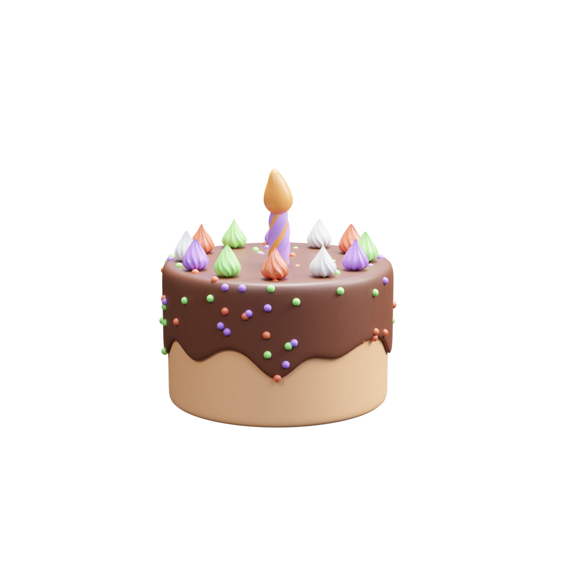3d Birthday Cake Rendering Icon Or 3d Happy Birthday Cake With
