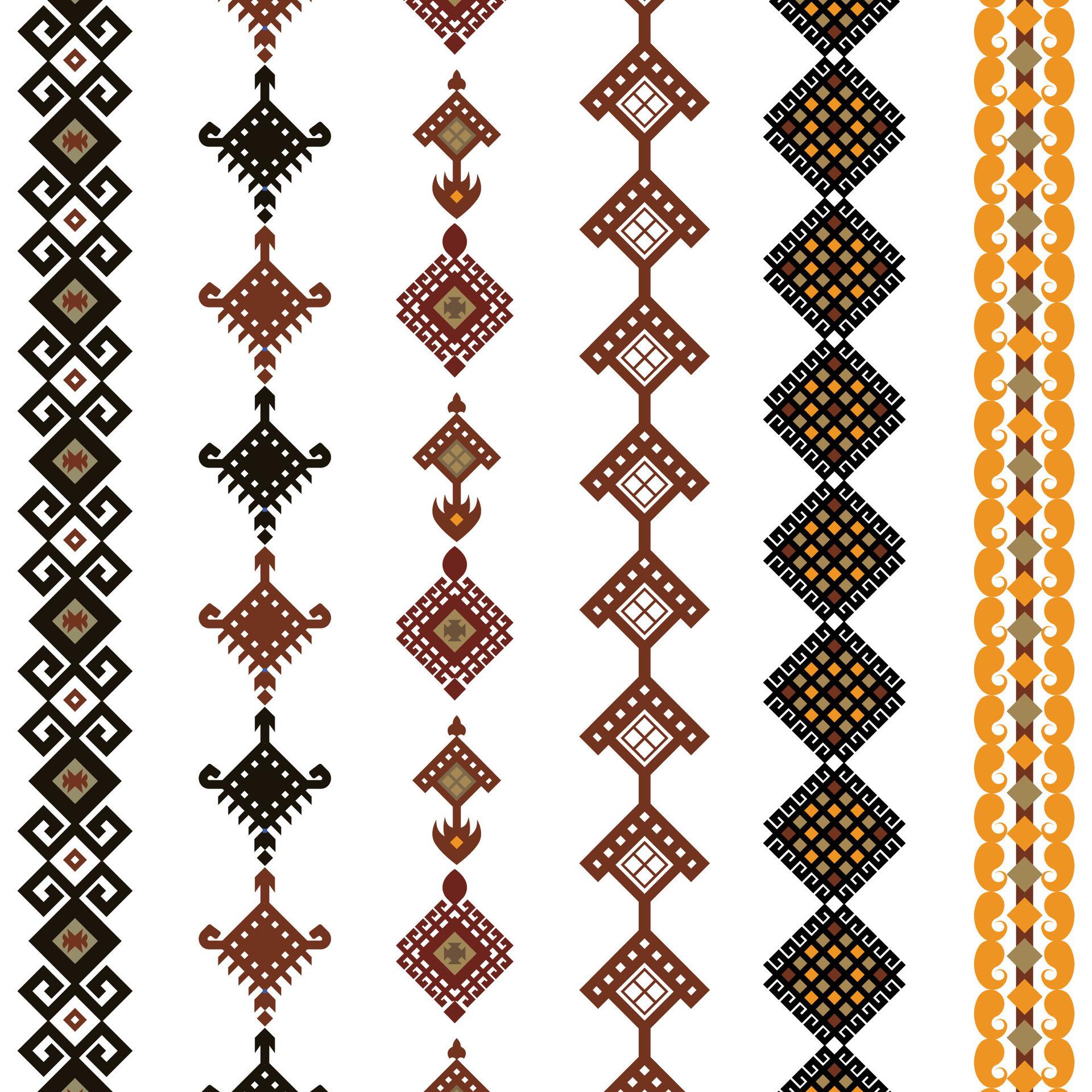 A set of different pattern border designs on a white background ...