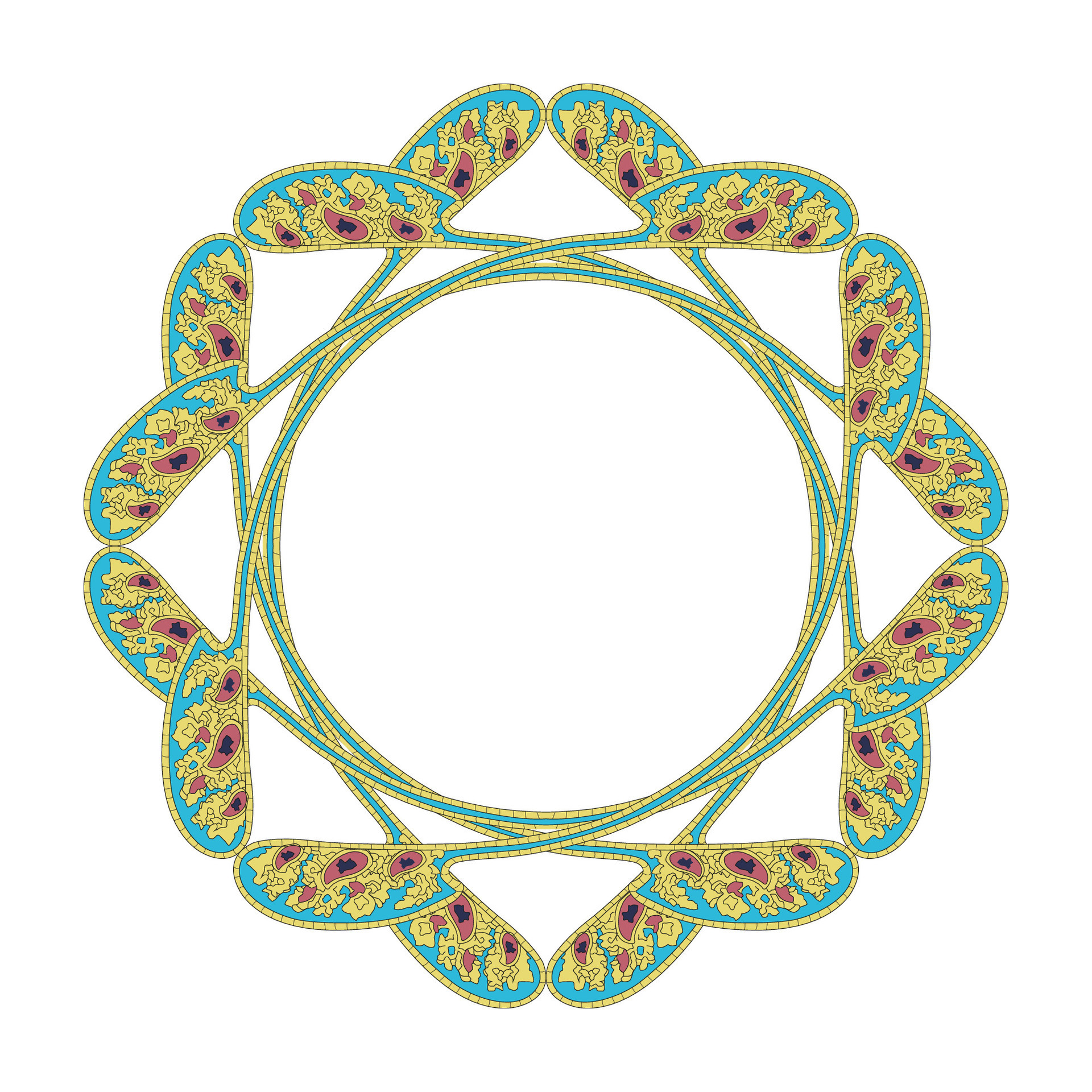 A circular frame with an intricate design in the center 32503431 Vector ...