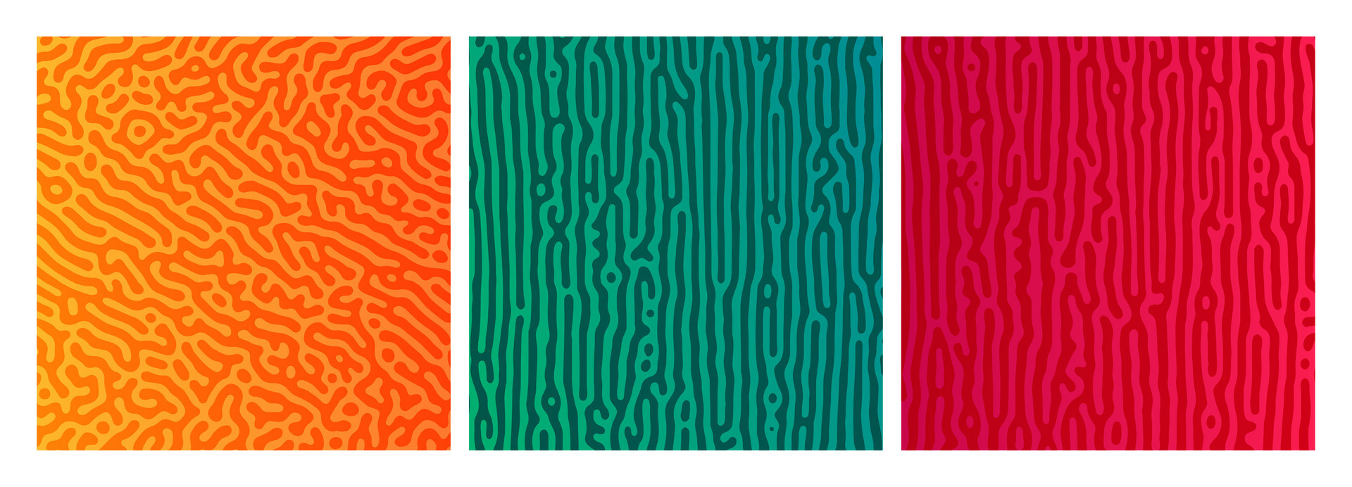 Set Of Three Colorful Turing Reaction Gradient Backgrounds Abstract