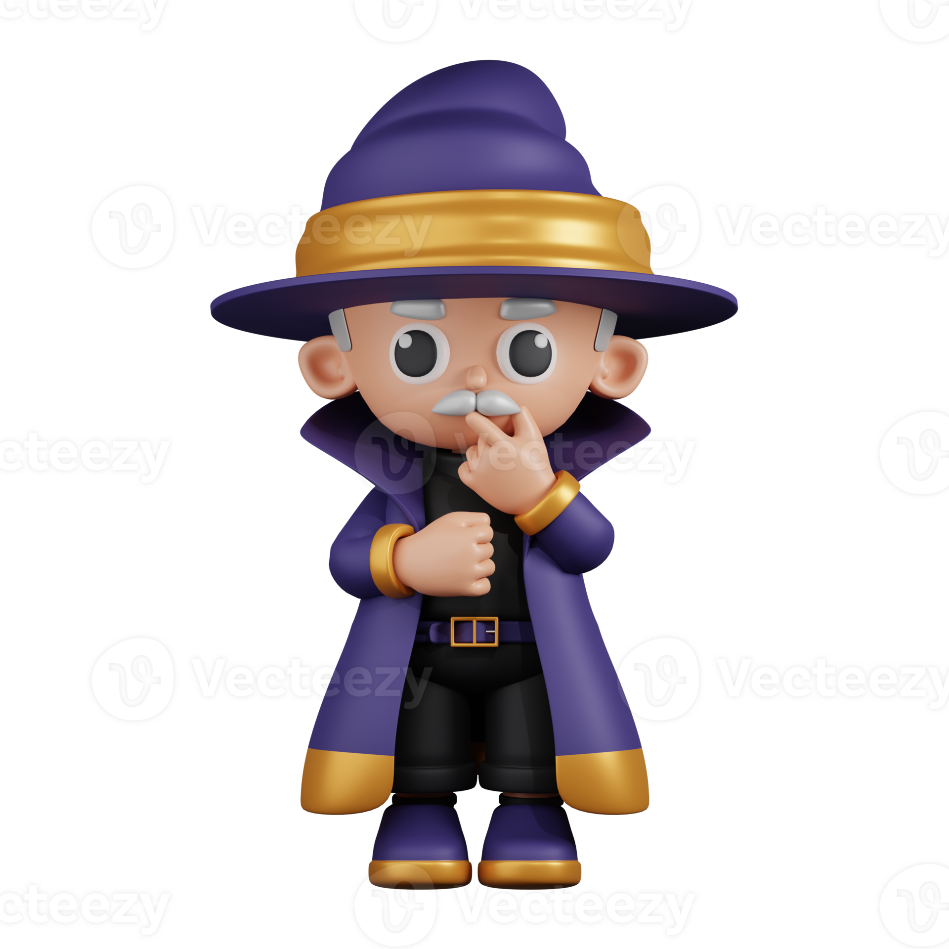 3d Character Wizard Curious Pose Pose. 3d render isolated on ...