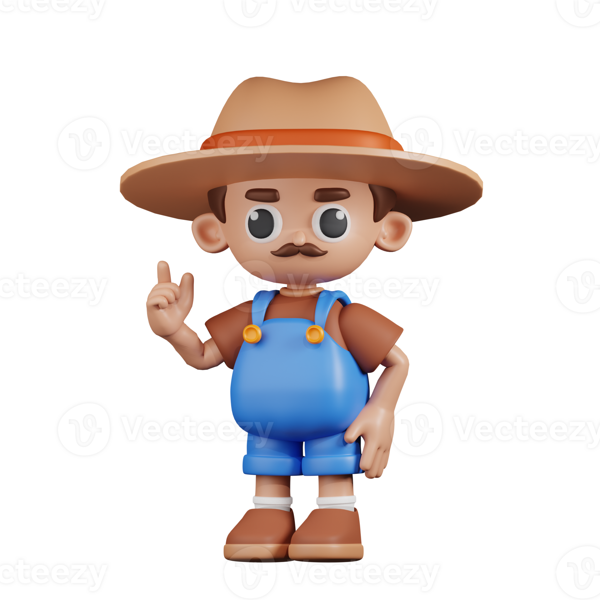 3d Character Farmer Giving Advise Pose 3d Render Isolated On