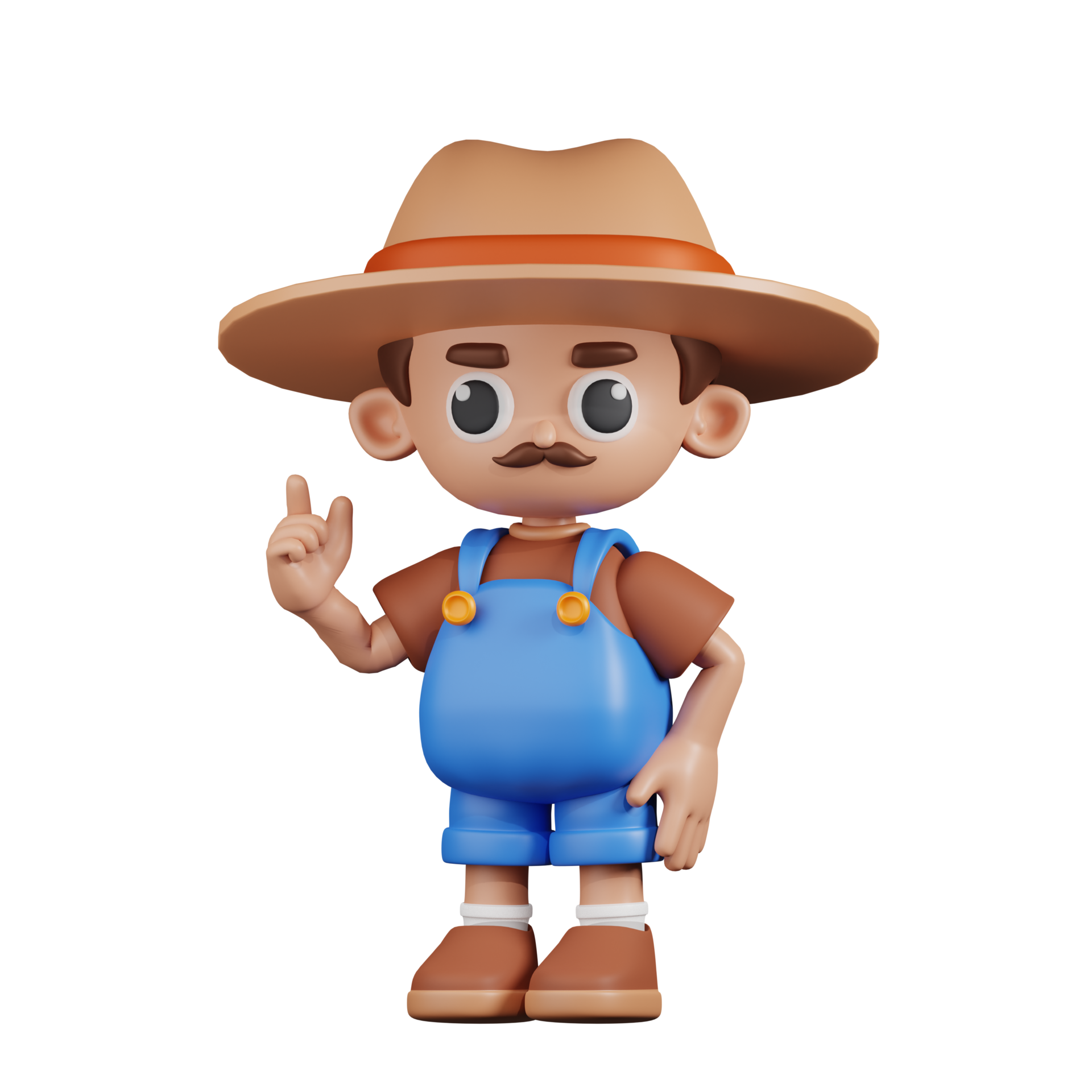 3d Character Farmer Giving Advise Pose 3d Render Isolated On