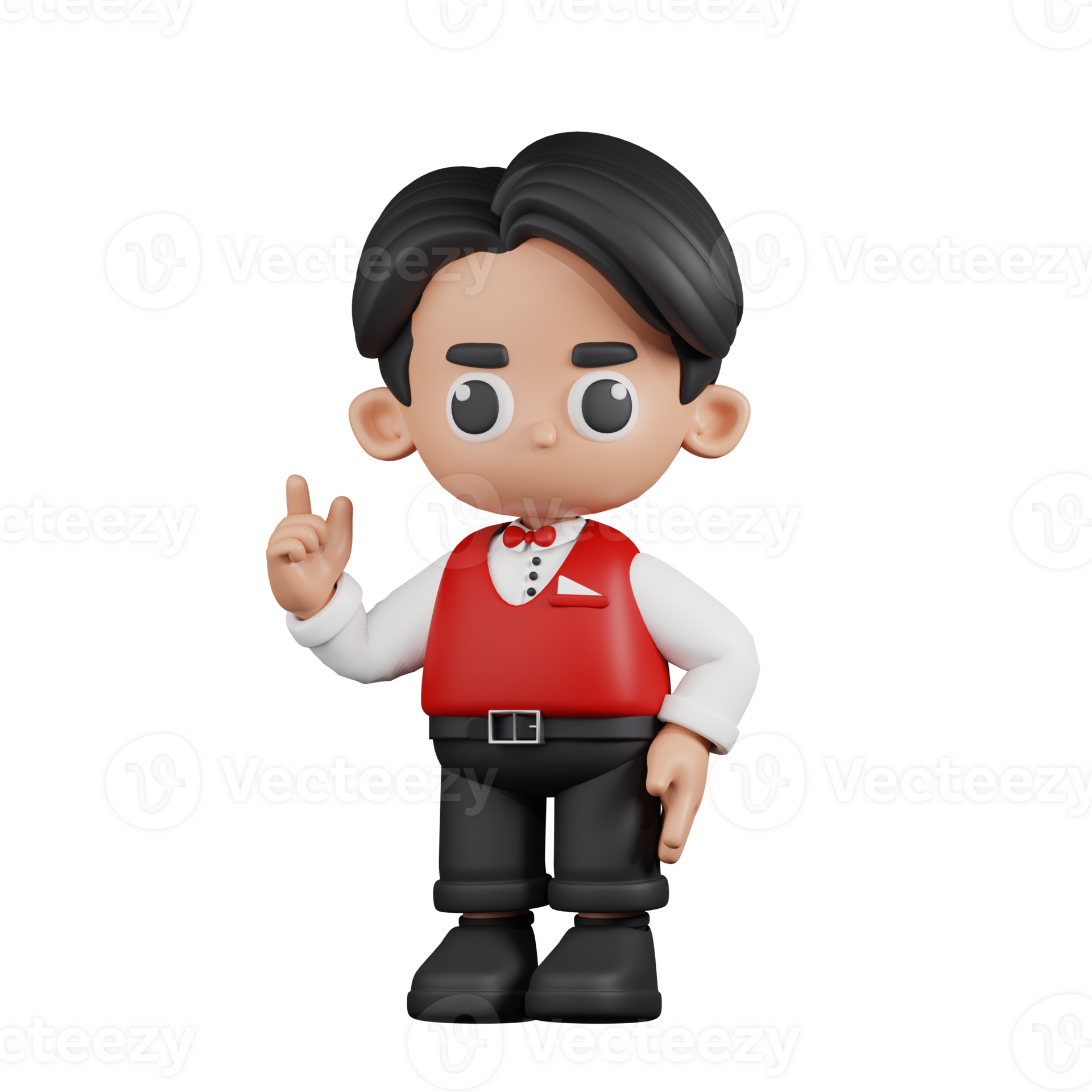 3d Character Waitress Giving Advise Pose 3d Render Isolated On