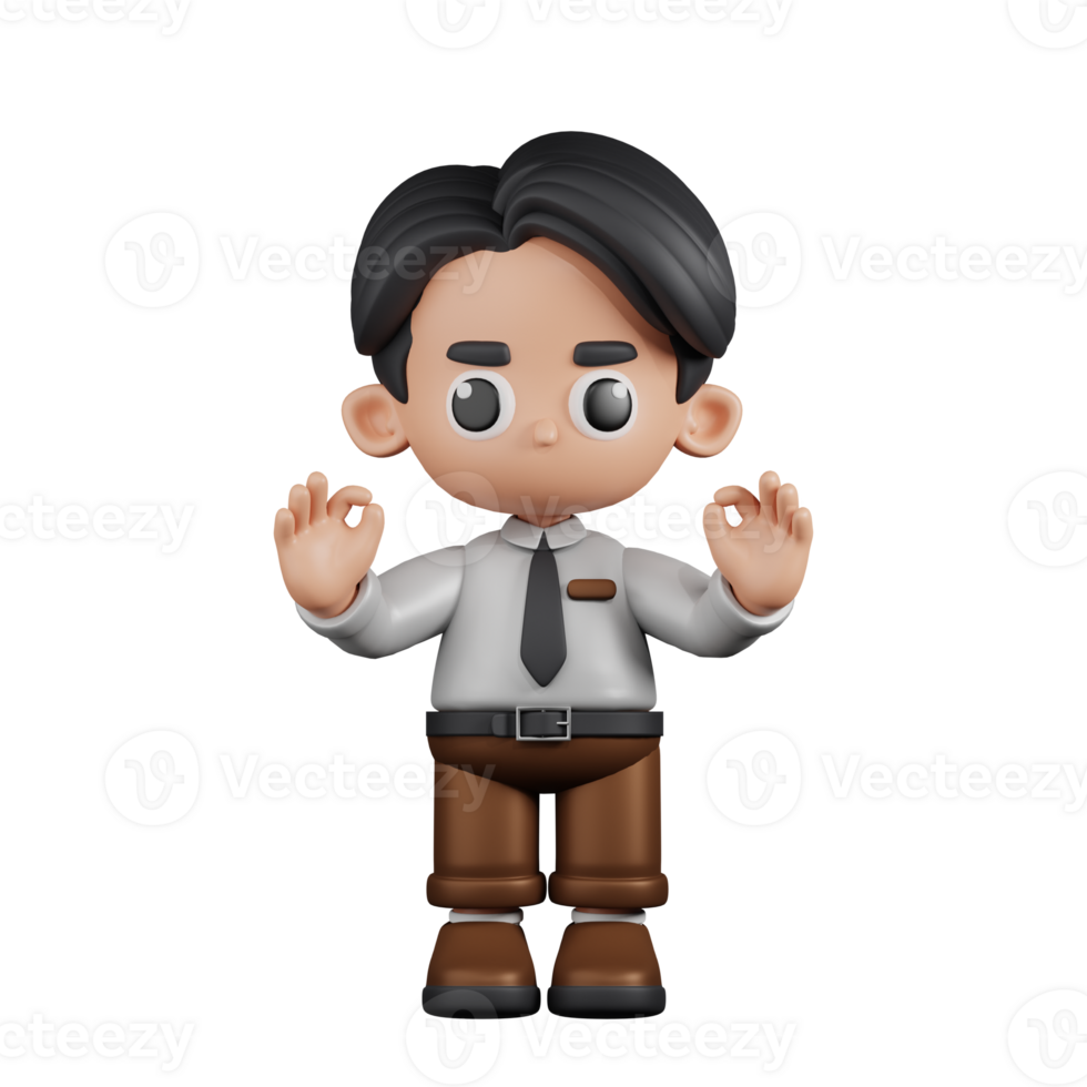 3d Character Businessman Giving Ok Hand Gesture Pose 3d Render