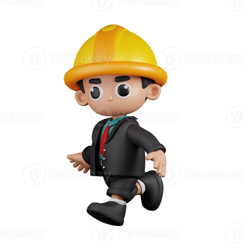 3d Character Engineer Running Pose. 3d render isolated on transparent backdrop. 32507260 PNG