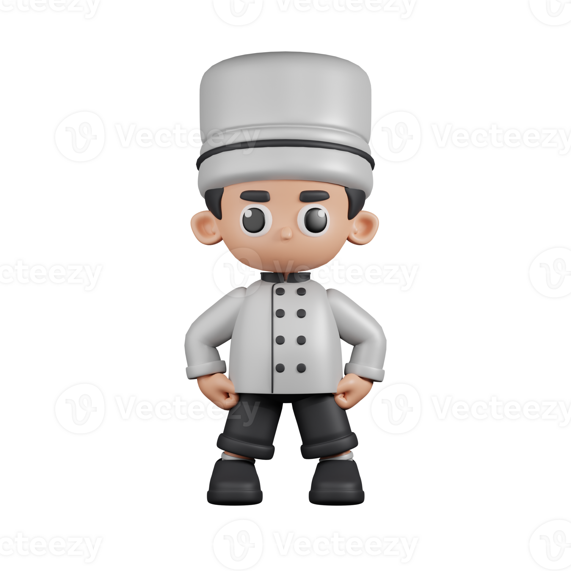 3d Character Chef Hero Stance Pose. 3d render isolated on transparent ...