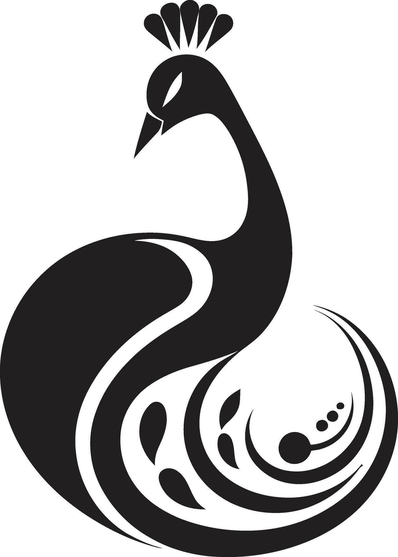 Ebon Reverie Black Peacock Icon Design Nocturnal Plumage Vector Peacock