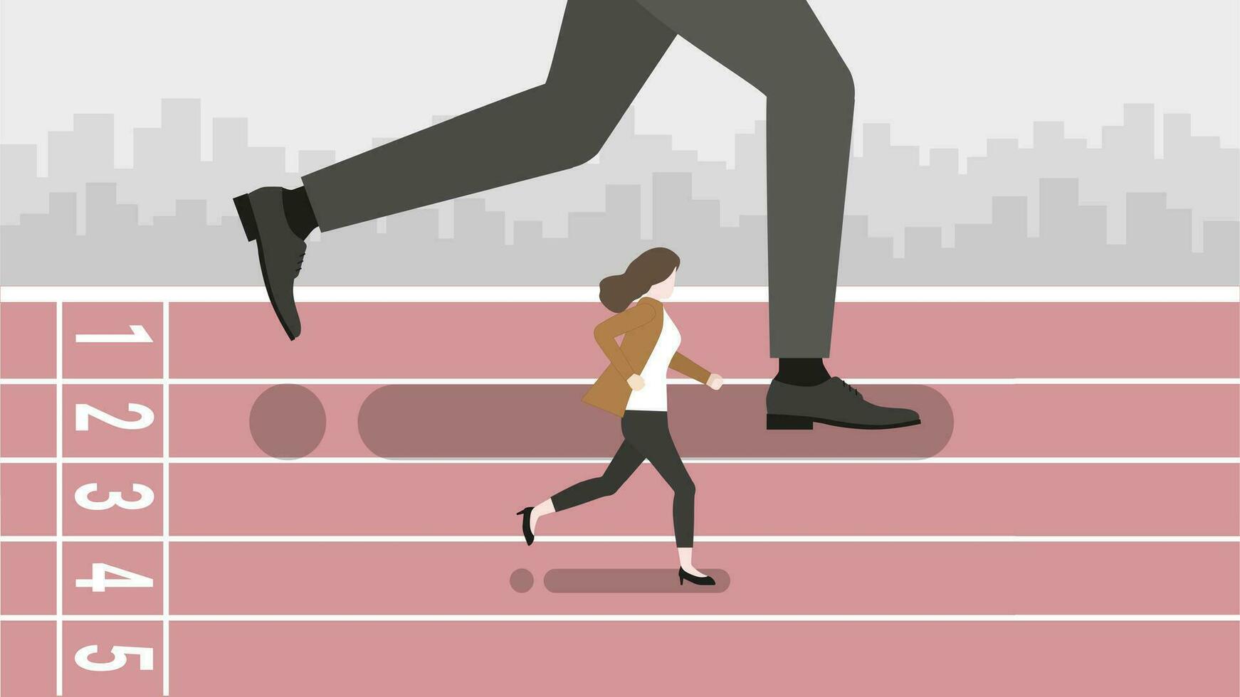 Businesswoman running on a race track with a big businessman 32512949 ... Businesswoman running on a race track with a big businessman 32512949 ...