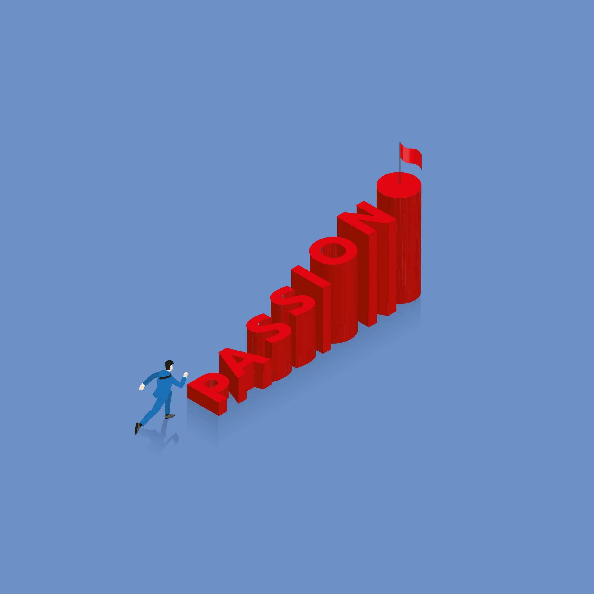 Businessman Run And Step Up A Stair A Staircase Is Red Text Word Passion 32513027 Vector Art At