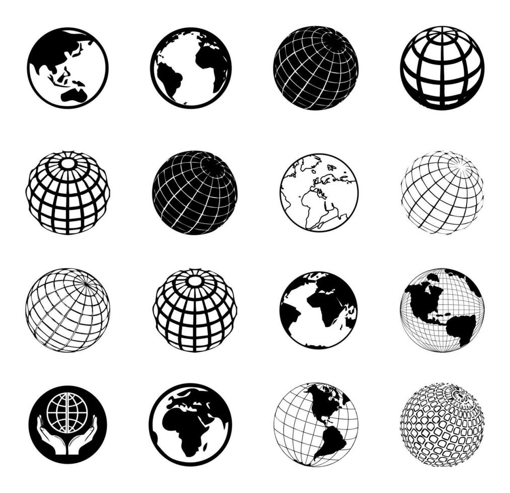 Vector Earth globe icons set, international tourism globe symbol ...