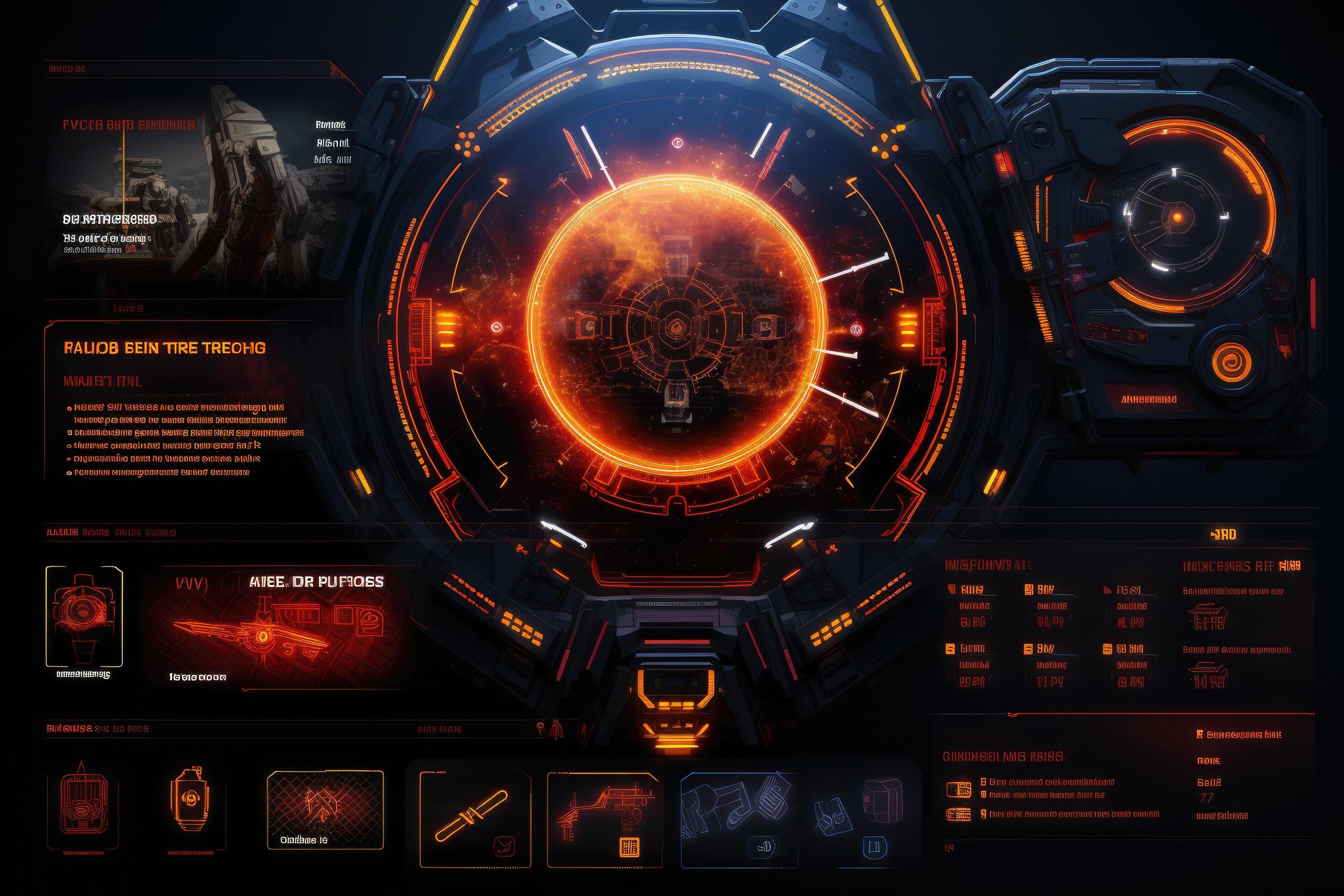 Futuristic HUD interface on a dark background. Futuristic HUD interface ...