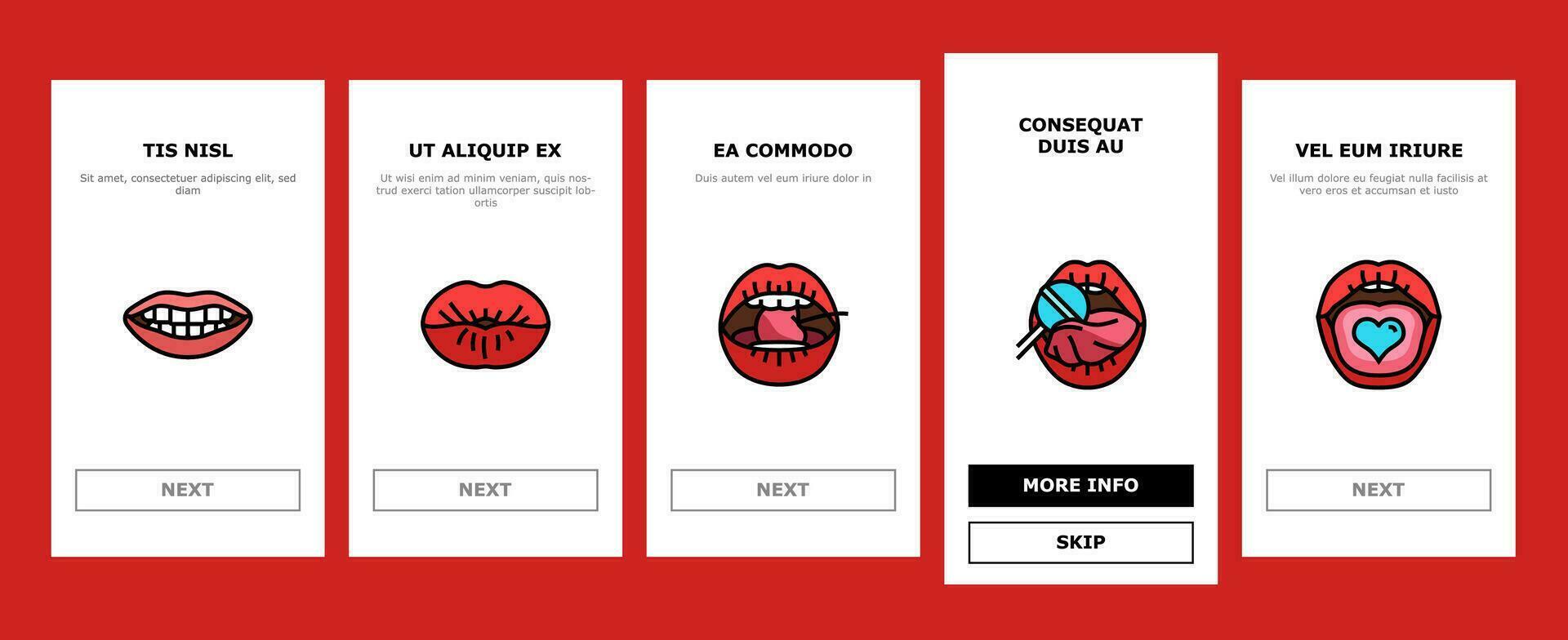 Mouth Character Animation Onboarding Icons Set Vector 32515548 Vector