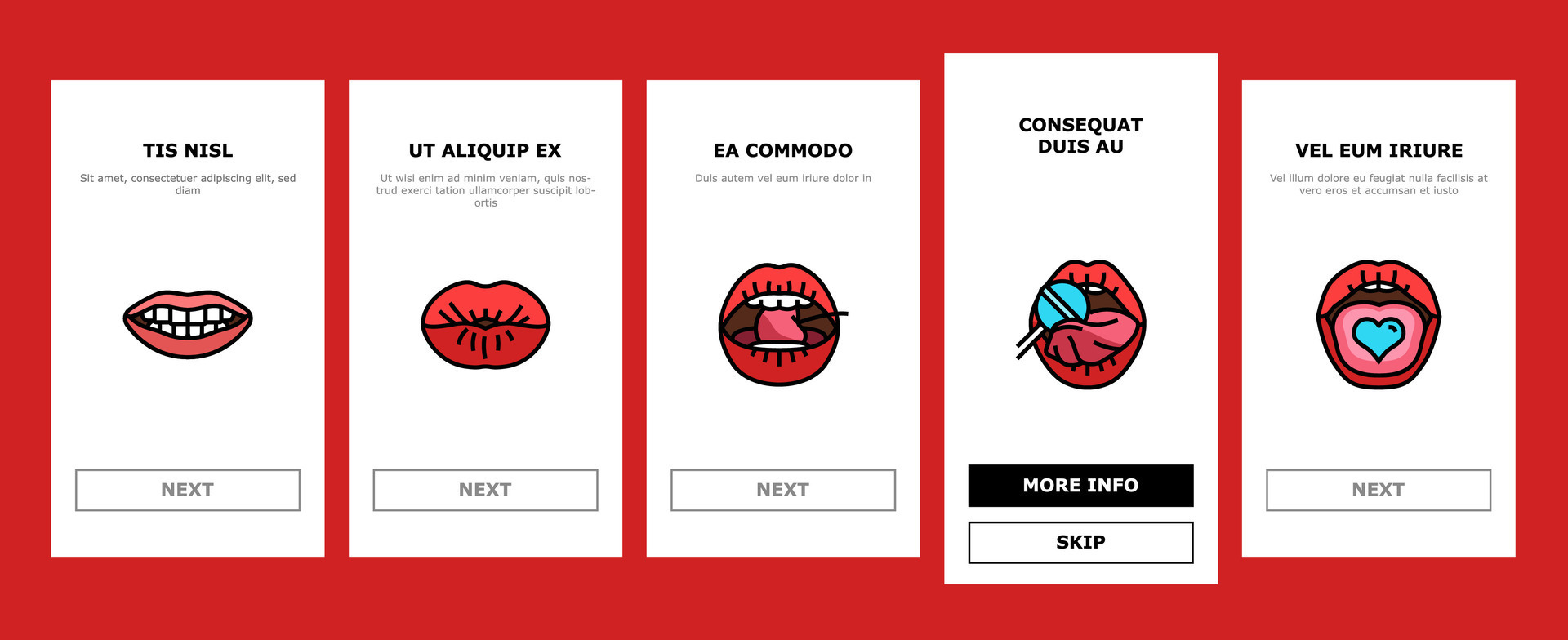 Mouth Character Animation Onboarding Icons Set Vector 32515548 Vector