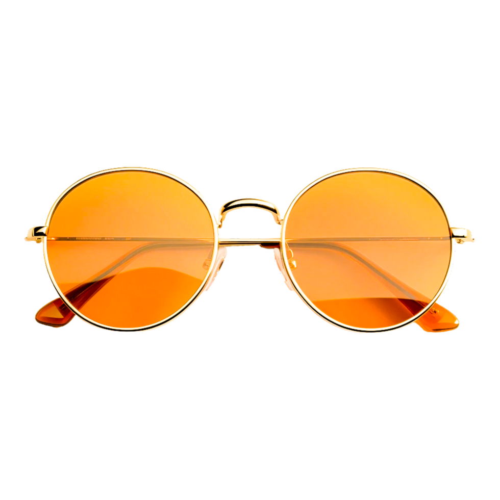3d Realistic Round Frame Glasses With Orange Glass Generative Ai 32518088 Png