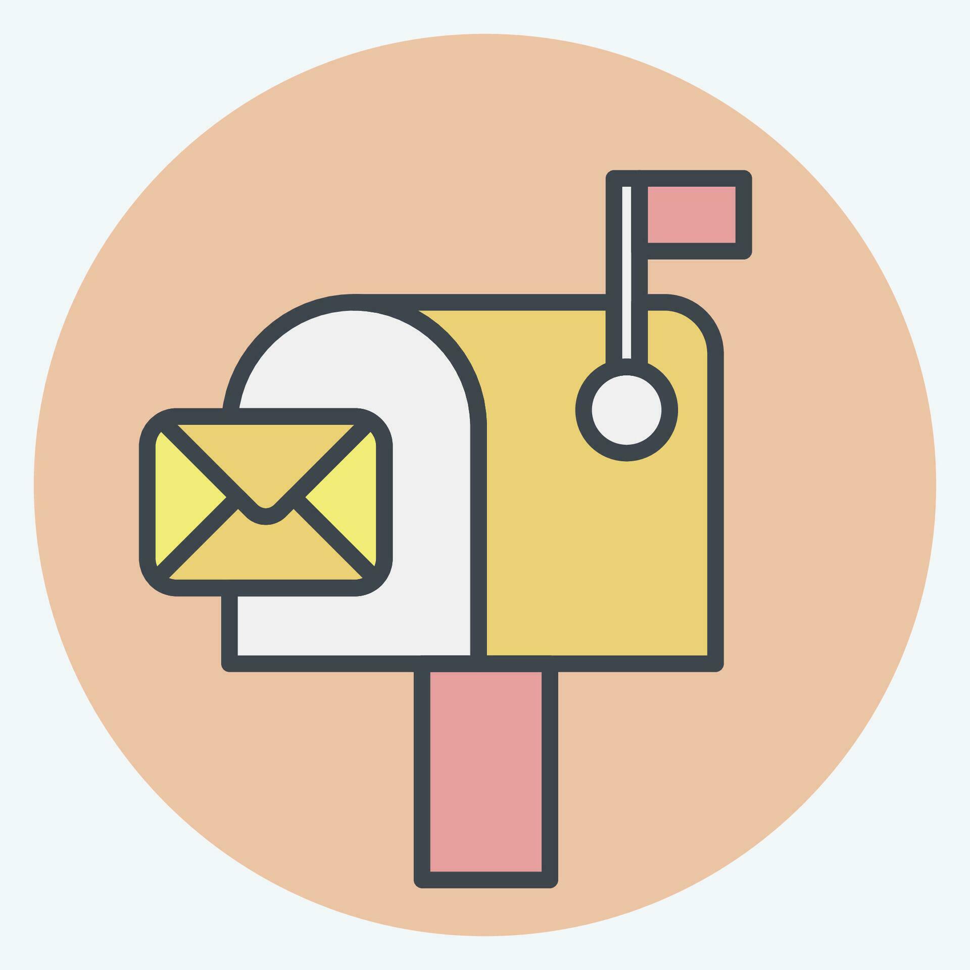 Icon Mailbox. related to Communication symbol. color mate style. simple design editable. simple ...