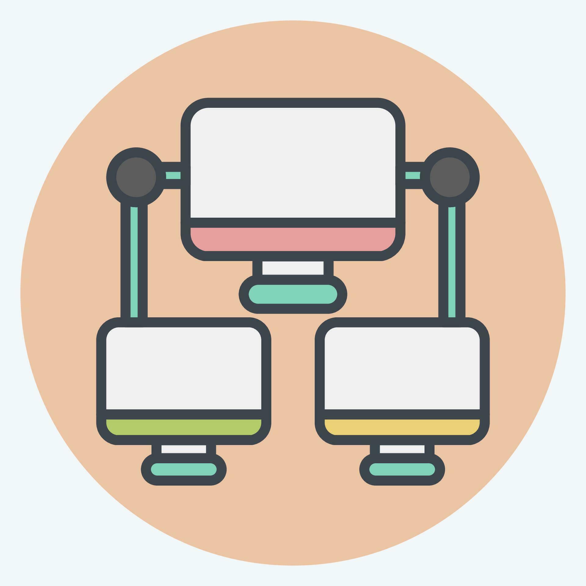 Icon Connection Computer Related To Communication Symbol Color Mate Style Simple Design