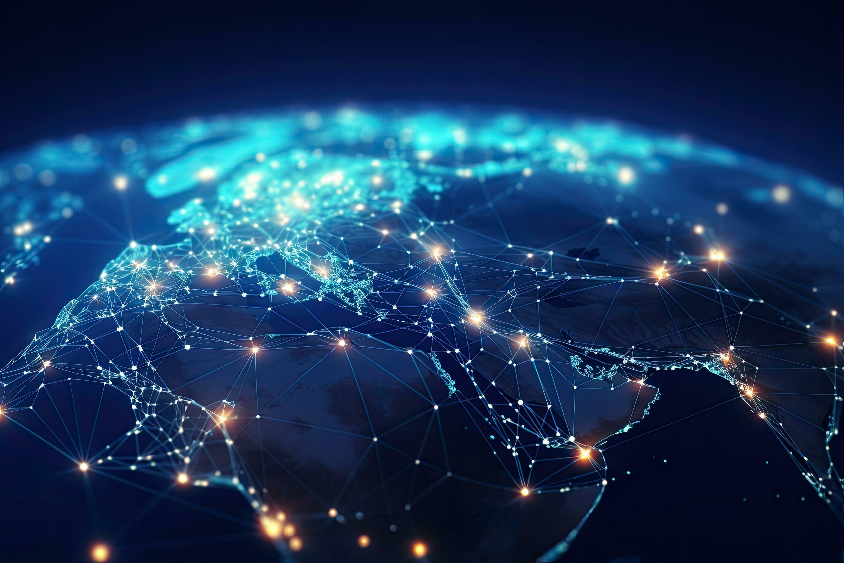 Global Network Connection Over The World 3d Rendering Toned Image Global Network Connection