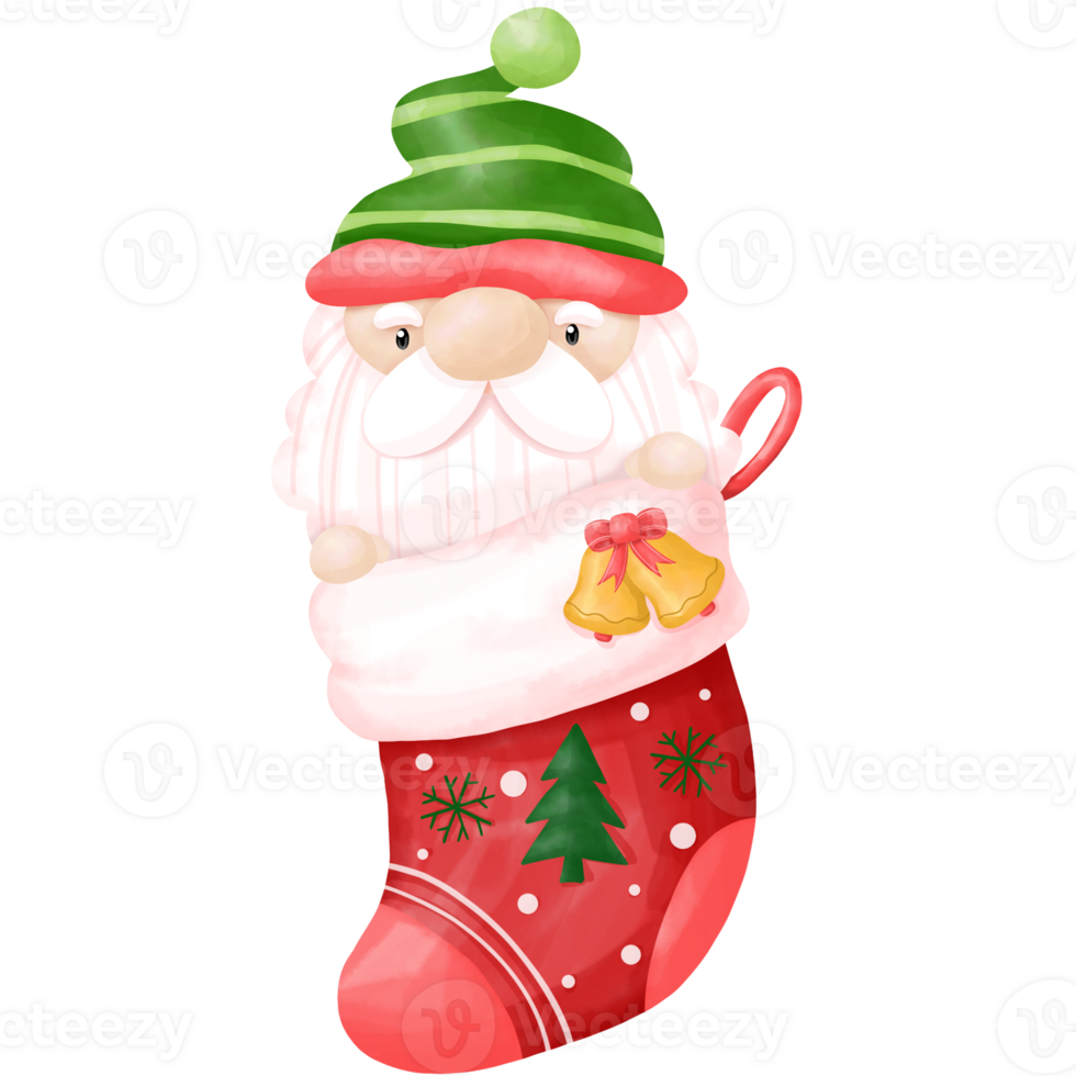 Gnomes Christmas Sock Watercolor Clipart. Merry Christmas 32547609 PNG