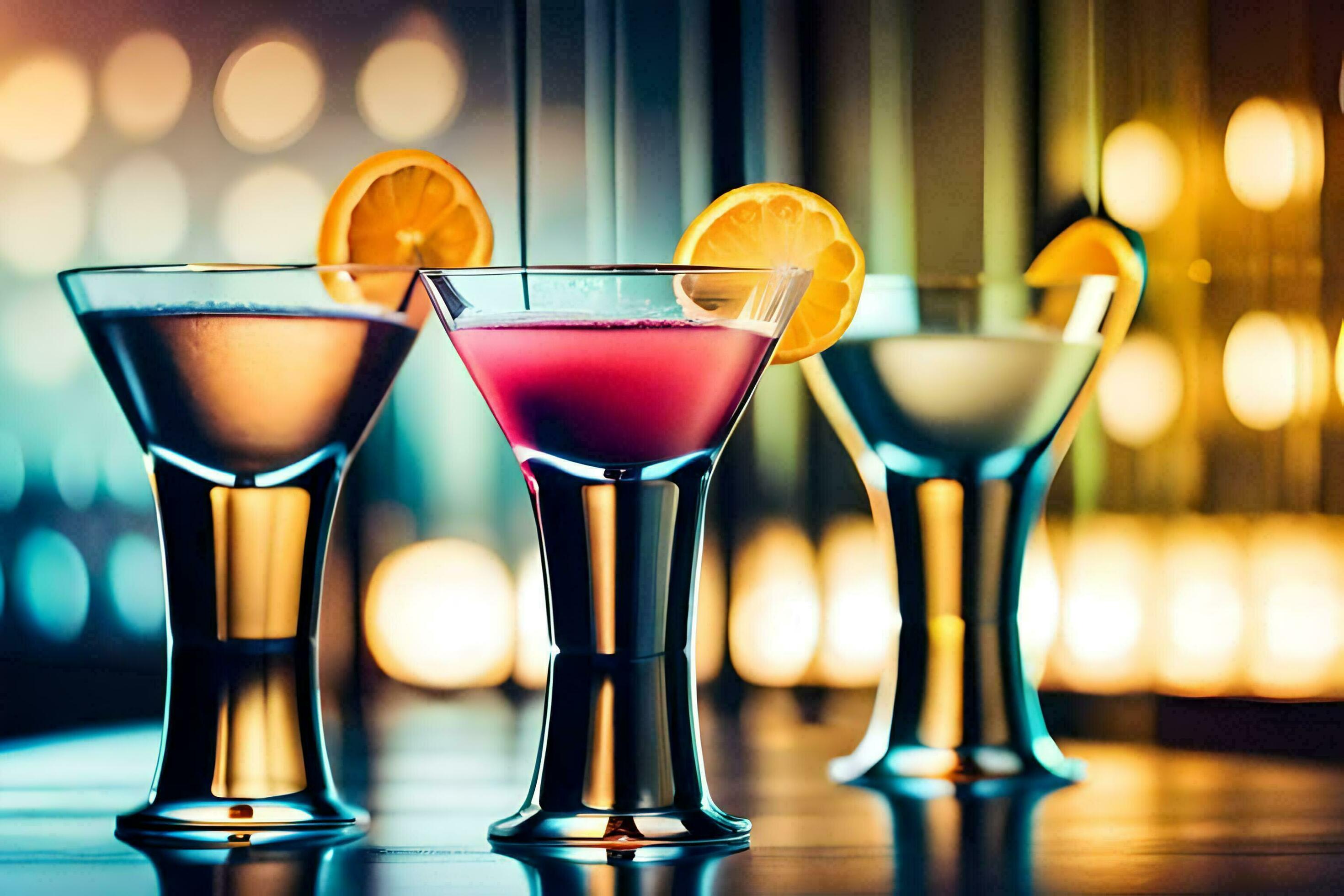 three different colored cocktails sit on a table. AI-Generated 32566031 ...