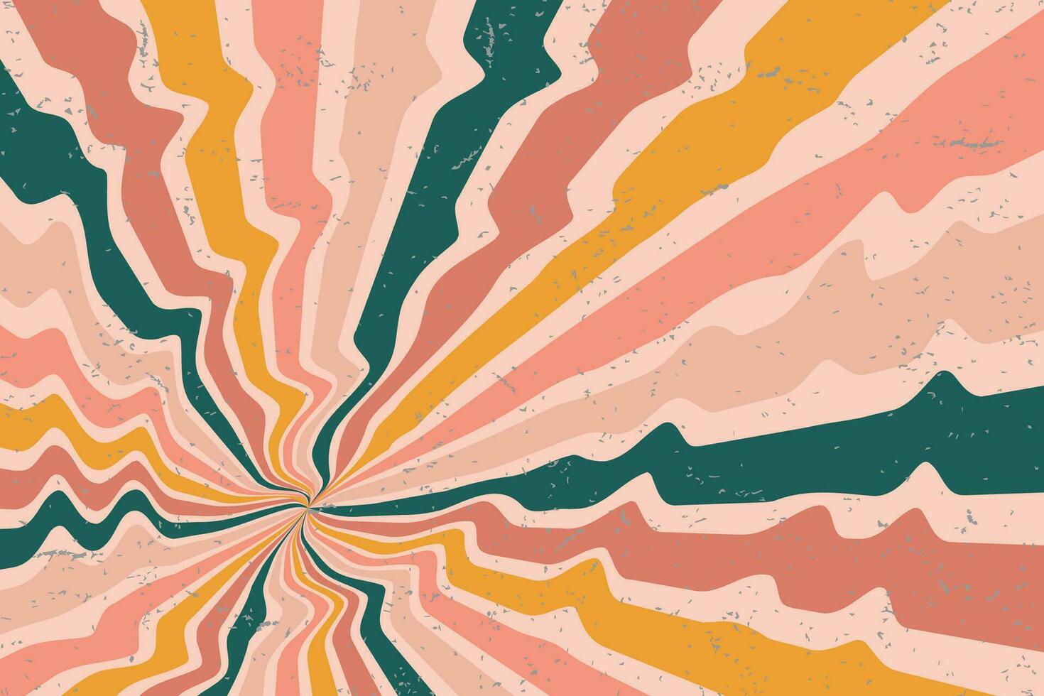 Groovy Abstract Rainbow Swirl Background Retro 1960s And 1970s Vector Design Style Sun And