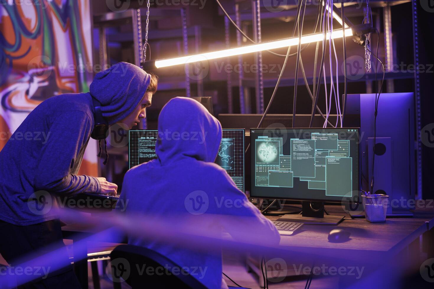 Hackers Breaking Website And Checking Malware Code On Multiple Windows On Computer Screen