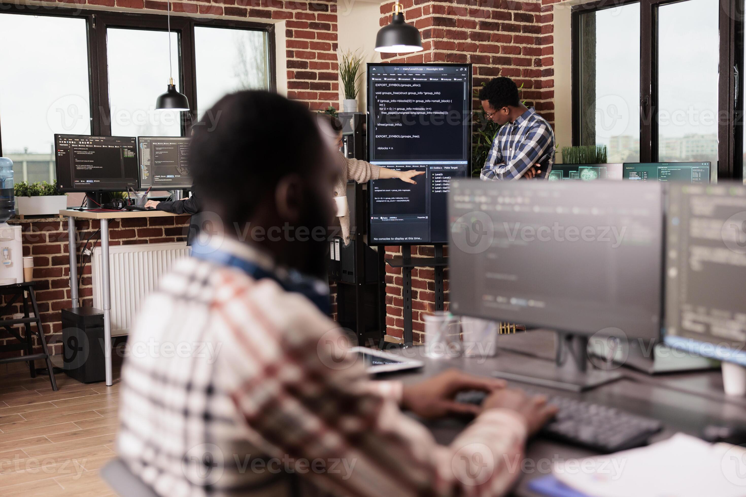 Diverse system engineers working on it project for the company network technology, utilizing ...