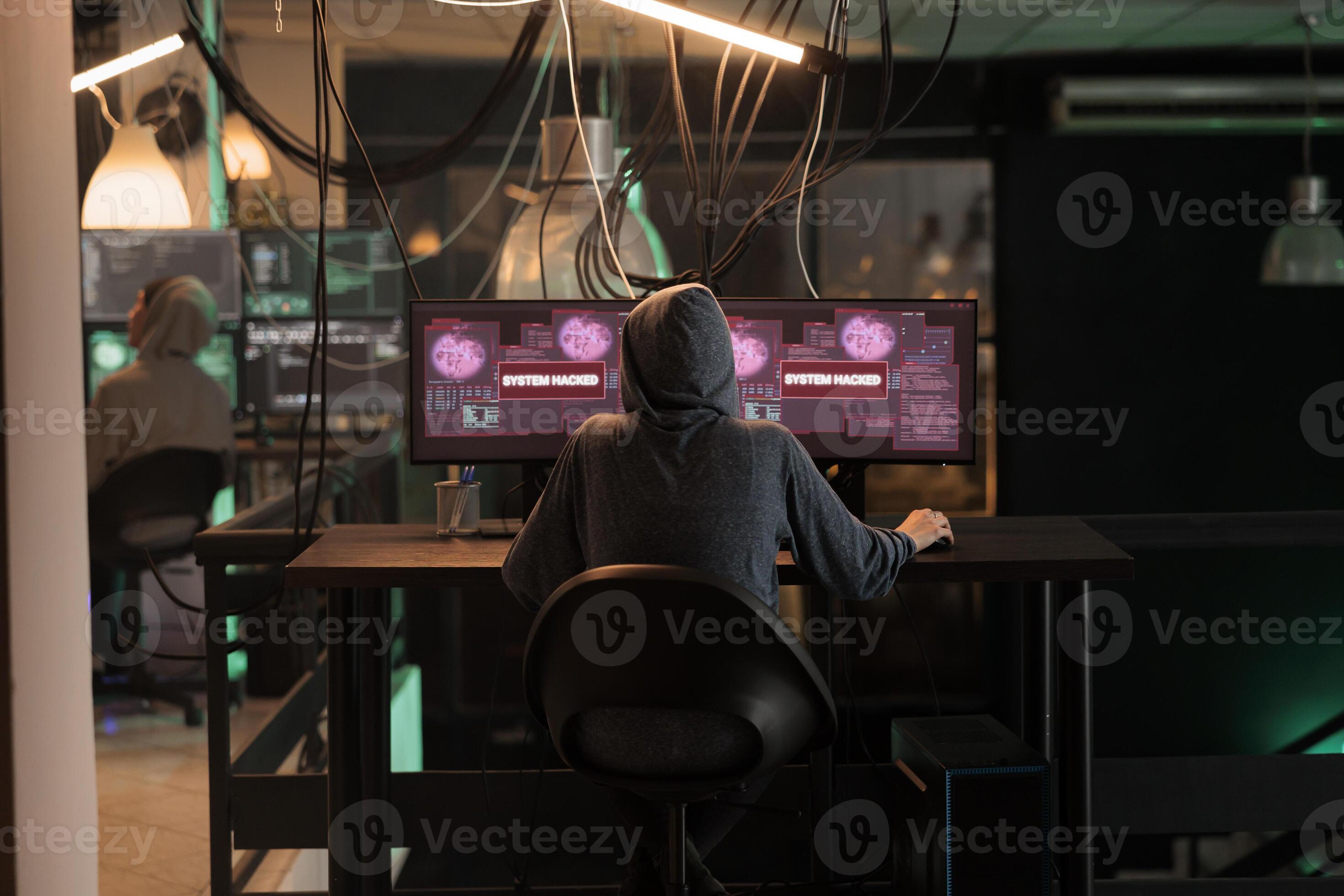 Cyberattack Criminal Hacking Computer Program Password Stealing Data Sending Virus Breaking