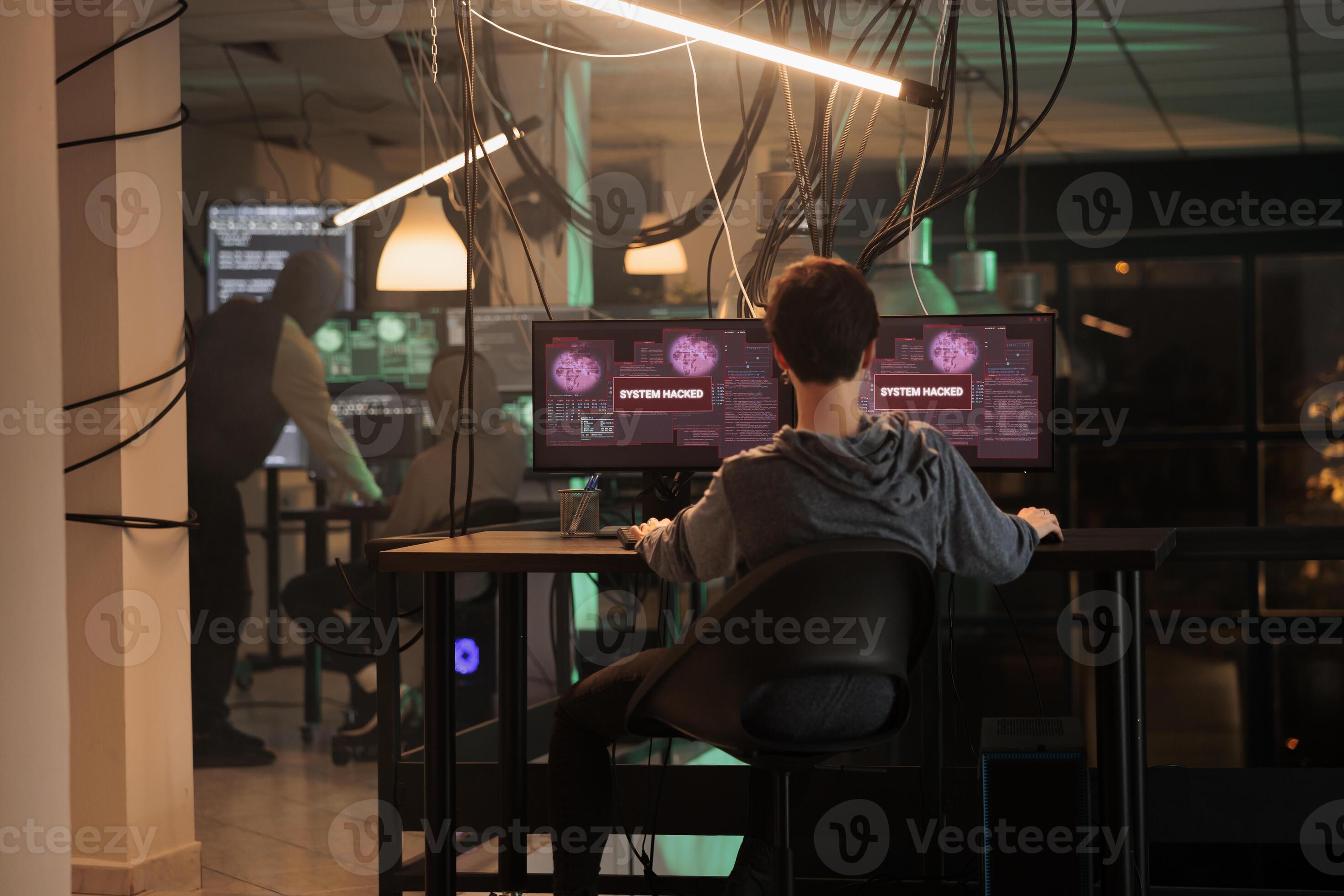 Cybercriminal Attacking Imortant Database Hacker Using Computer Virus Malware To Break Into