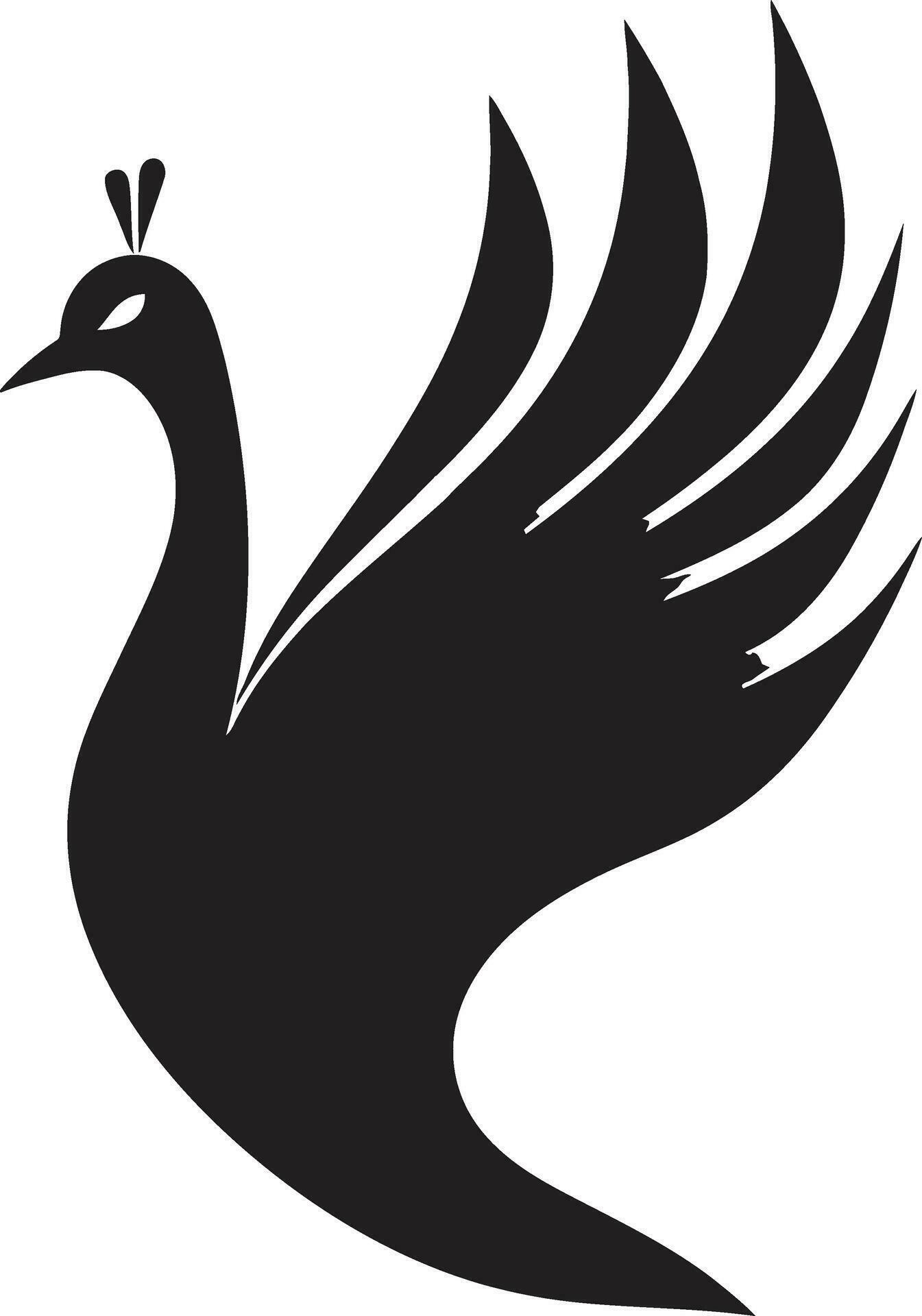 Sculpted Elegance Peacock Emblem In Onyx Mystic Plume Vector Peacock