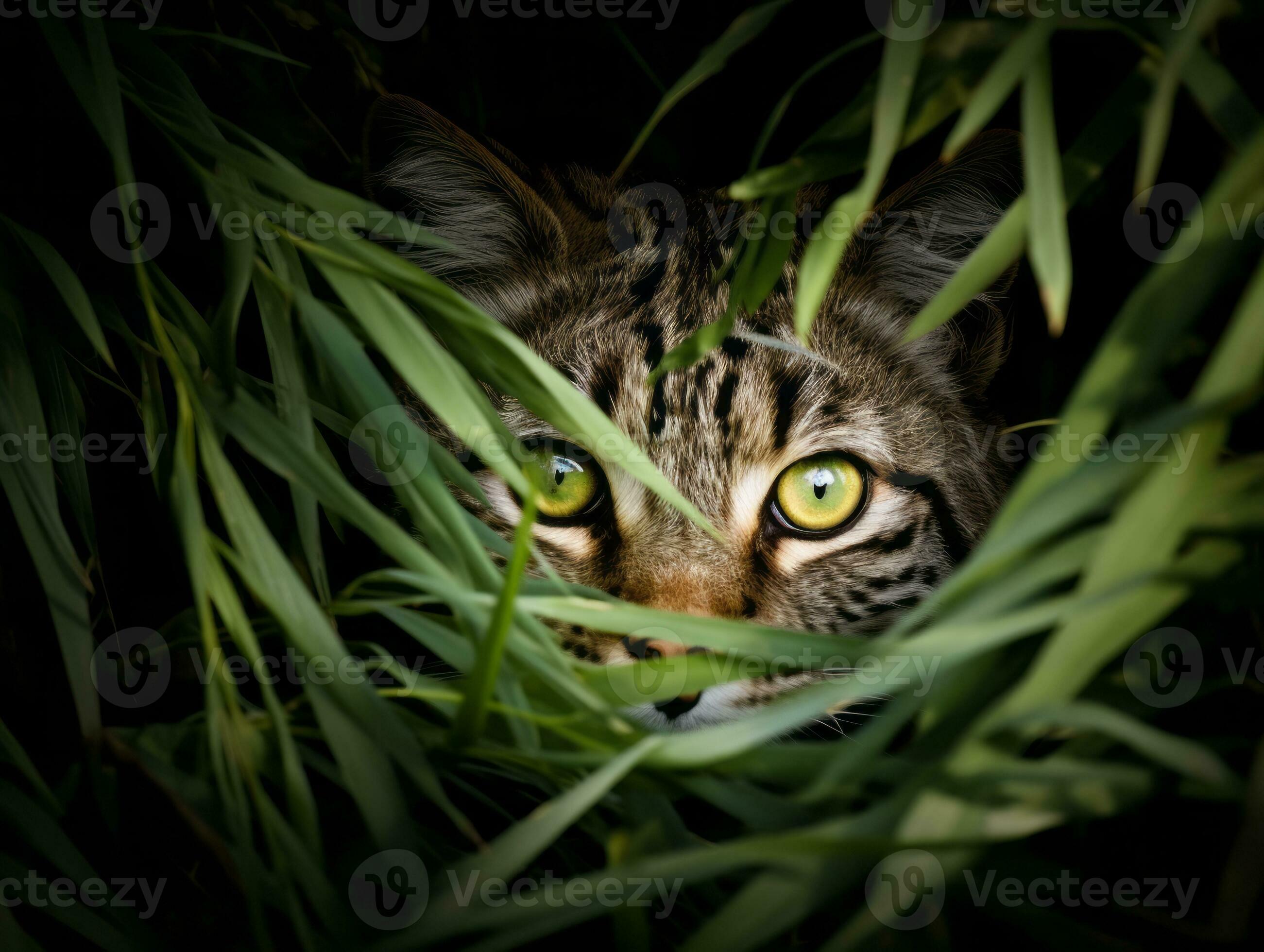 stealthy cat stalking with its eyes fixed on prey AI Generative ...