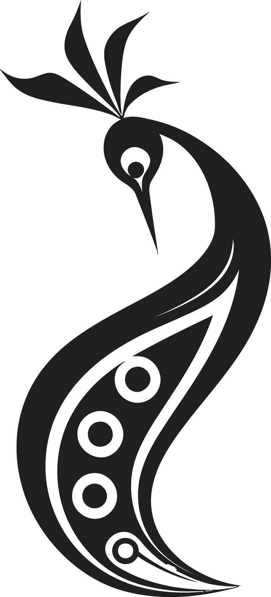 Inkwell Elegance Vector Peacock Symbol Elegant Aviary Black Peacock