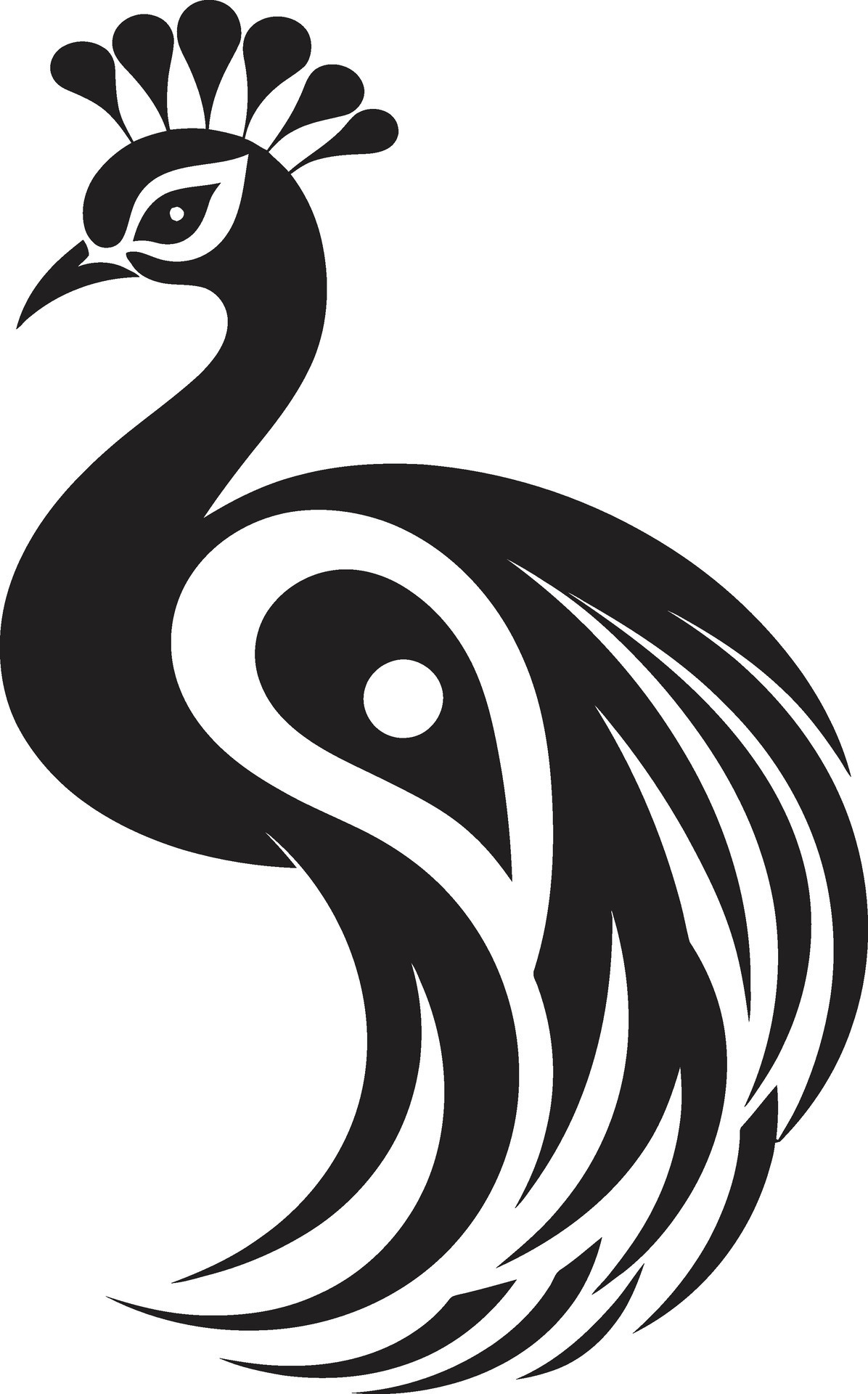 Regal Reverie Unleashed Vector Peacock Logo Inkwell Intrigue Black