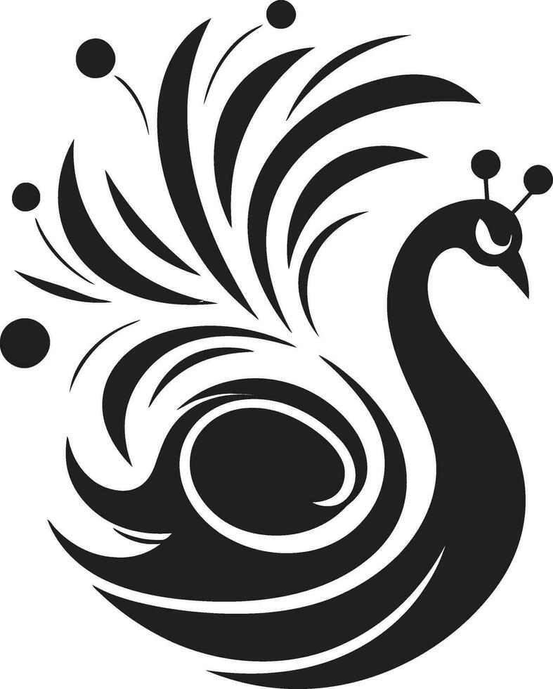 Shadowed Showcase Black Peacock Icon Design Mysterious Reverie Vector Peacock Majesty 32696605