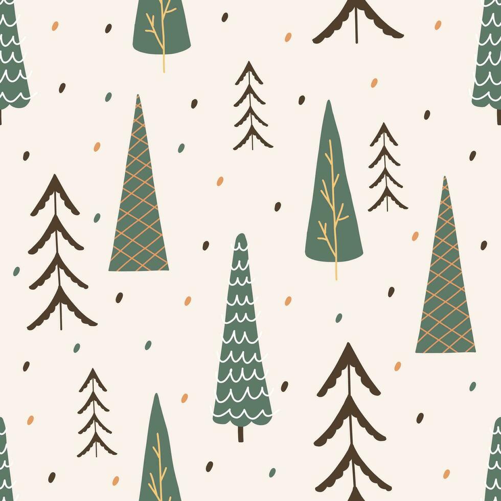 Christmas seamless pattern, with a tree, a pine tree, a festive ...