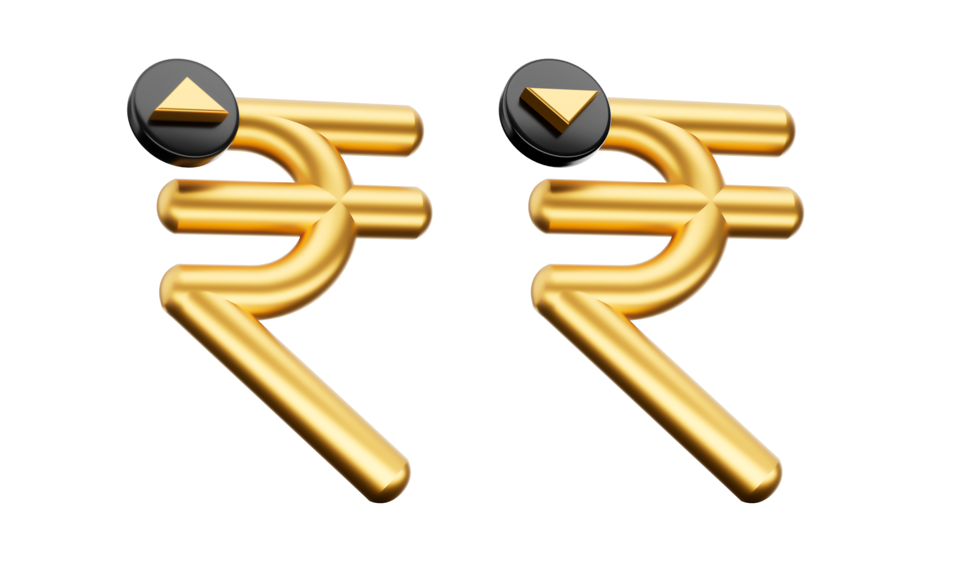 3d Gold Shiny Indian Rupee Symbol, Increase Decrease Icon, 3d ...