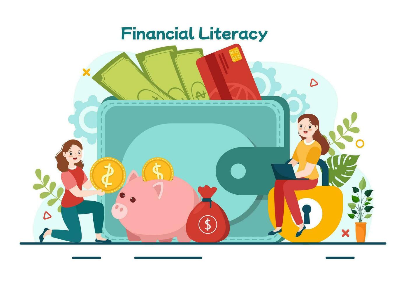 Financial Literacy Webinar Vector Illustration with Finance Management ...