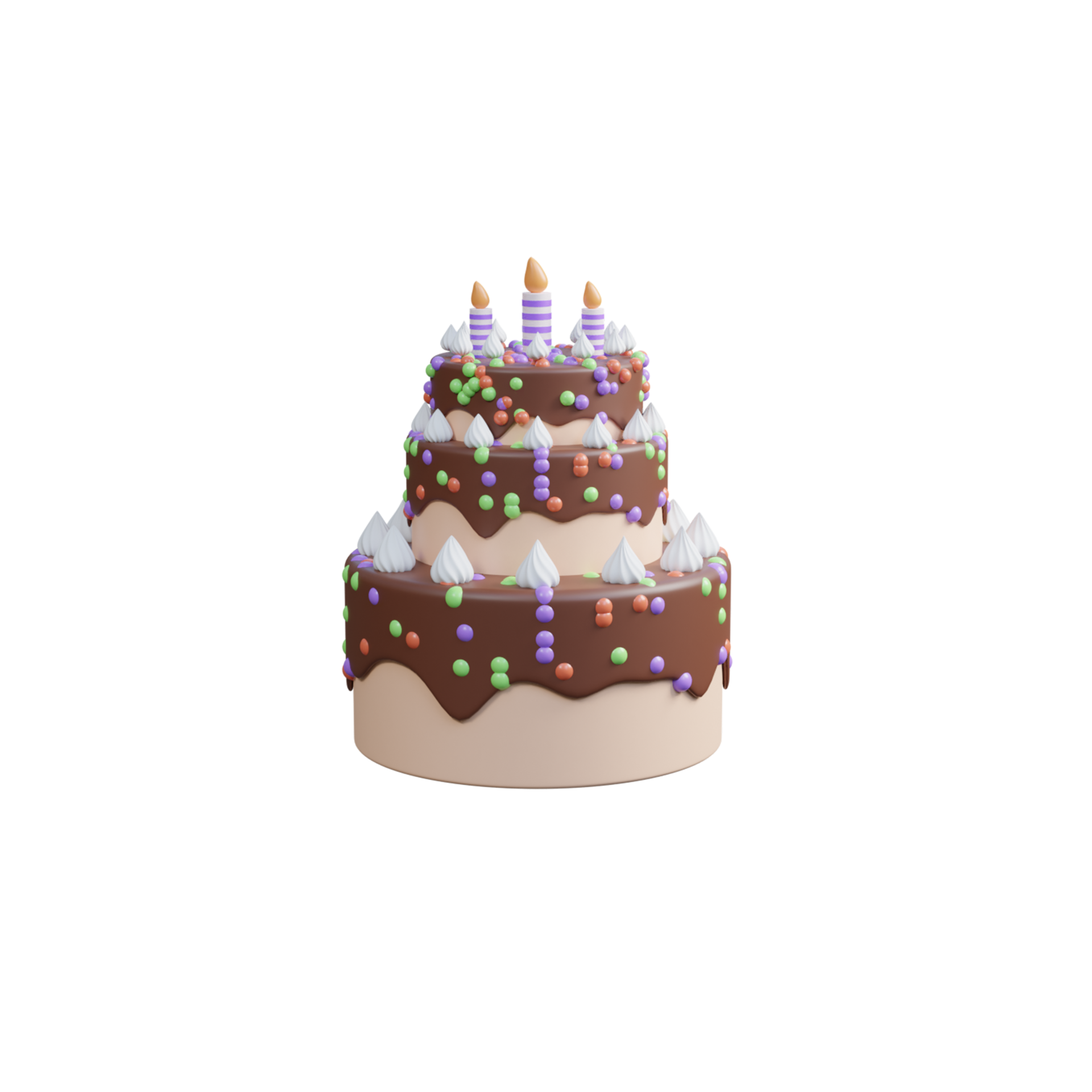 3d Birthday Cake Rendering Icon Or 3d Happy Birthday Cake With