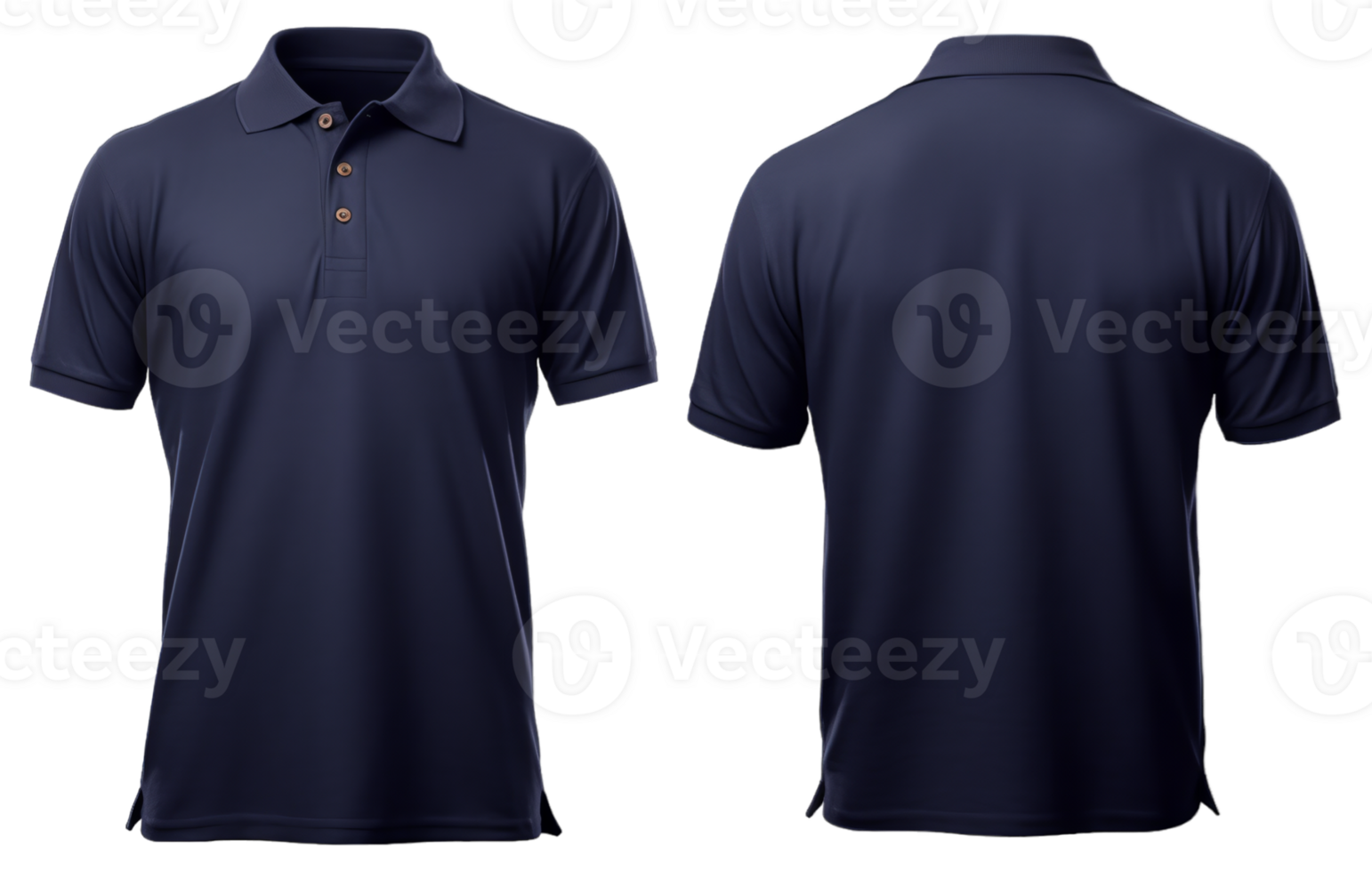 Plain Navy Or Dark Blue Polo T Shirt Mockup Design Front And Back