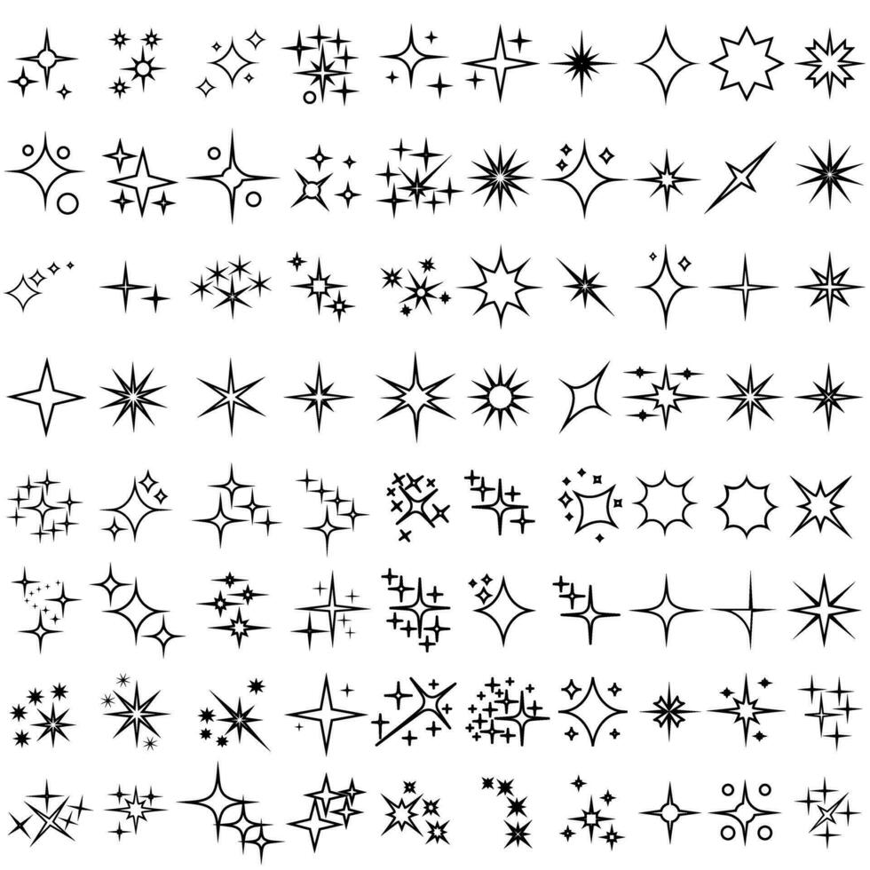Sparkles icon vector set. Twinkling stars illustration sign collection. Shining burst symbol ...