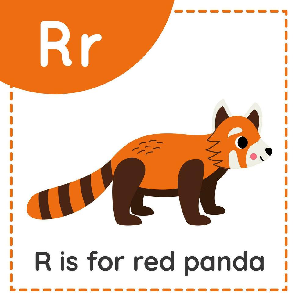 Learning English alphabet for kids. Letter R. Cute cartoon red panda. 32735525 Vector Art at ...