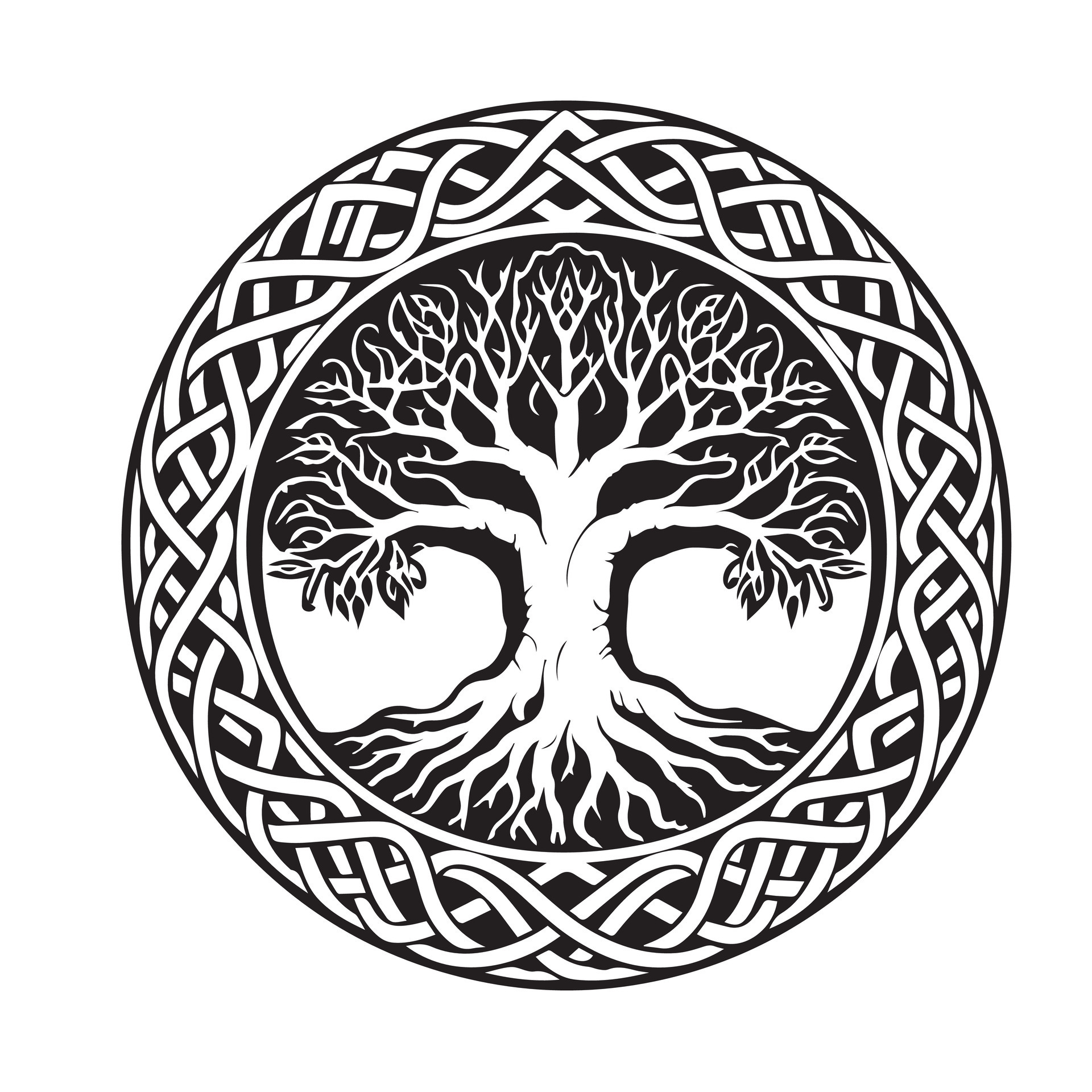 Celtic tree of life decorative Vector ornament, Tattoo sketch. Grunge ...