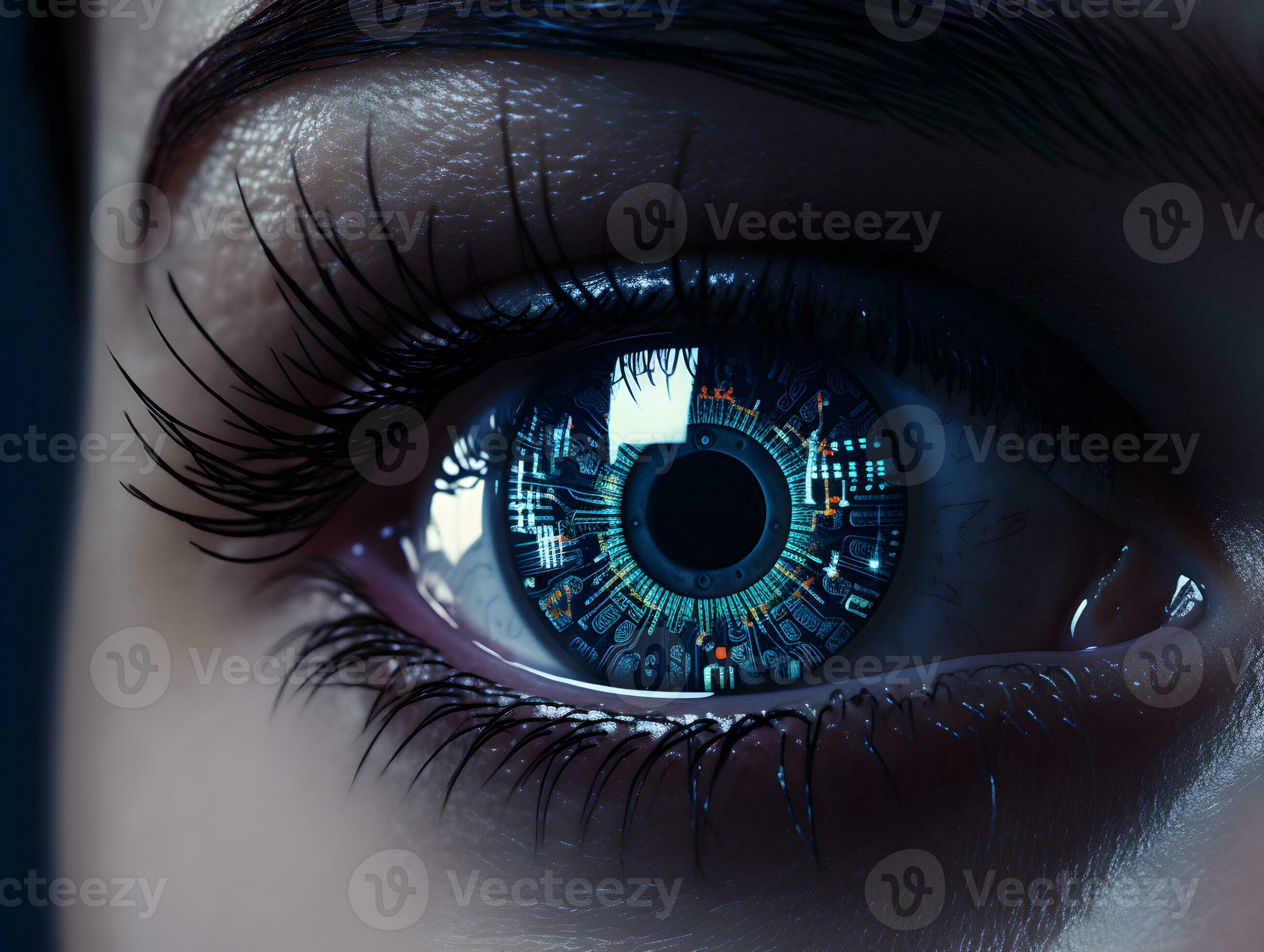 Woman Eye With Digital Coding Iris Screen Concept Of Iris Recognition